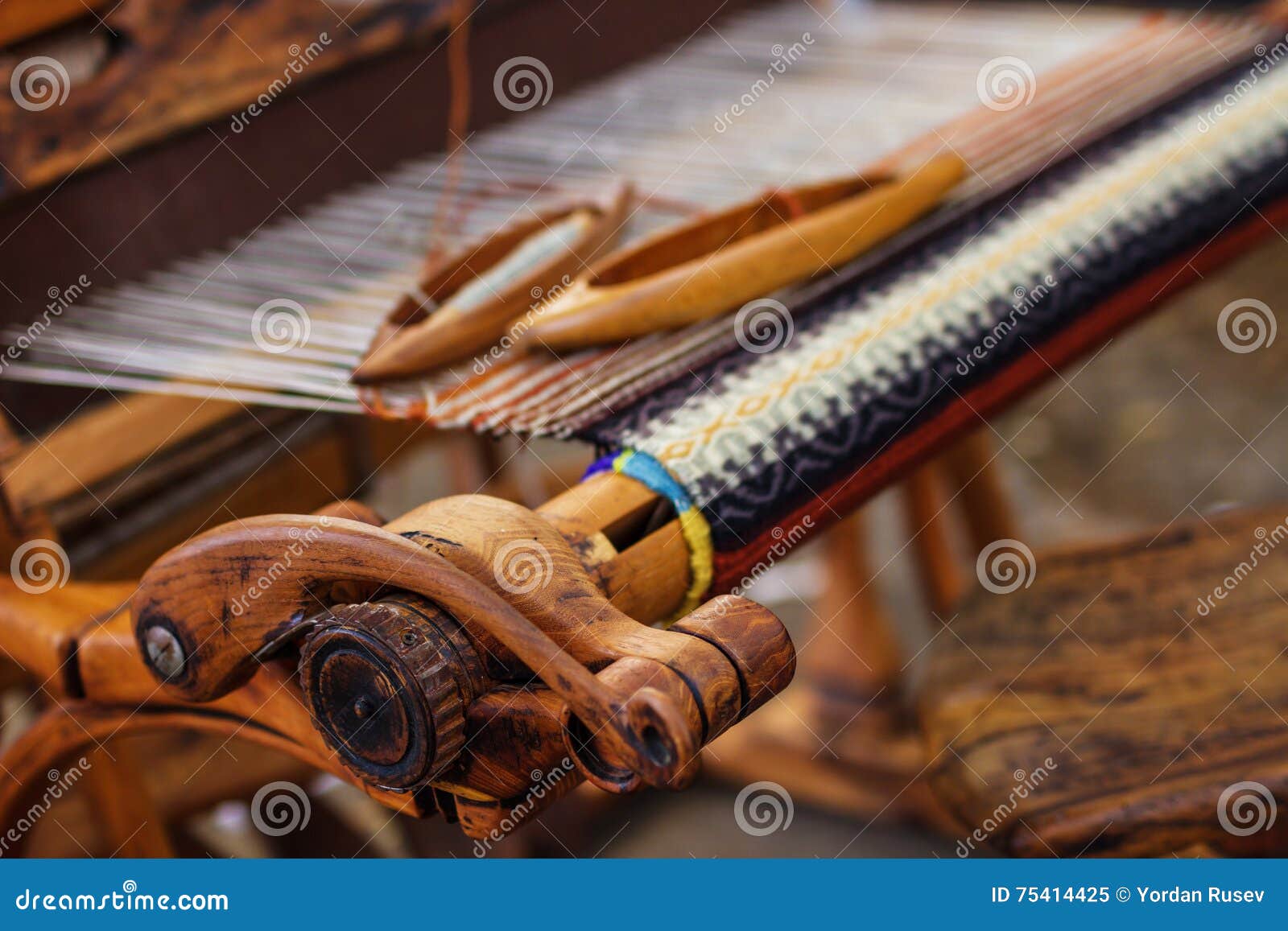 Weaving Loom and Thread of Yarn Stock Image - Image of color, fiber ...