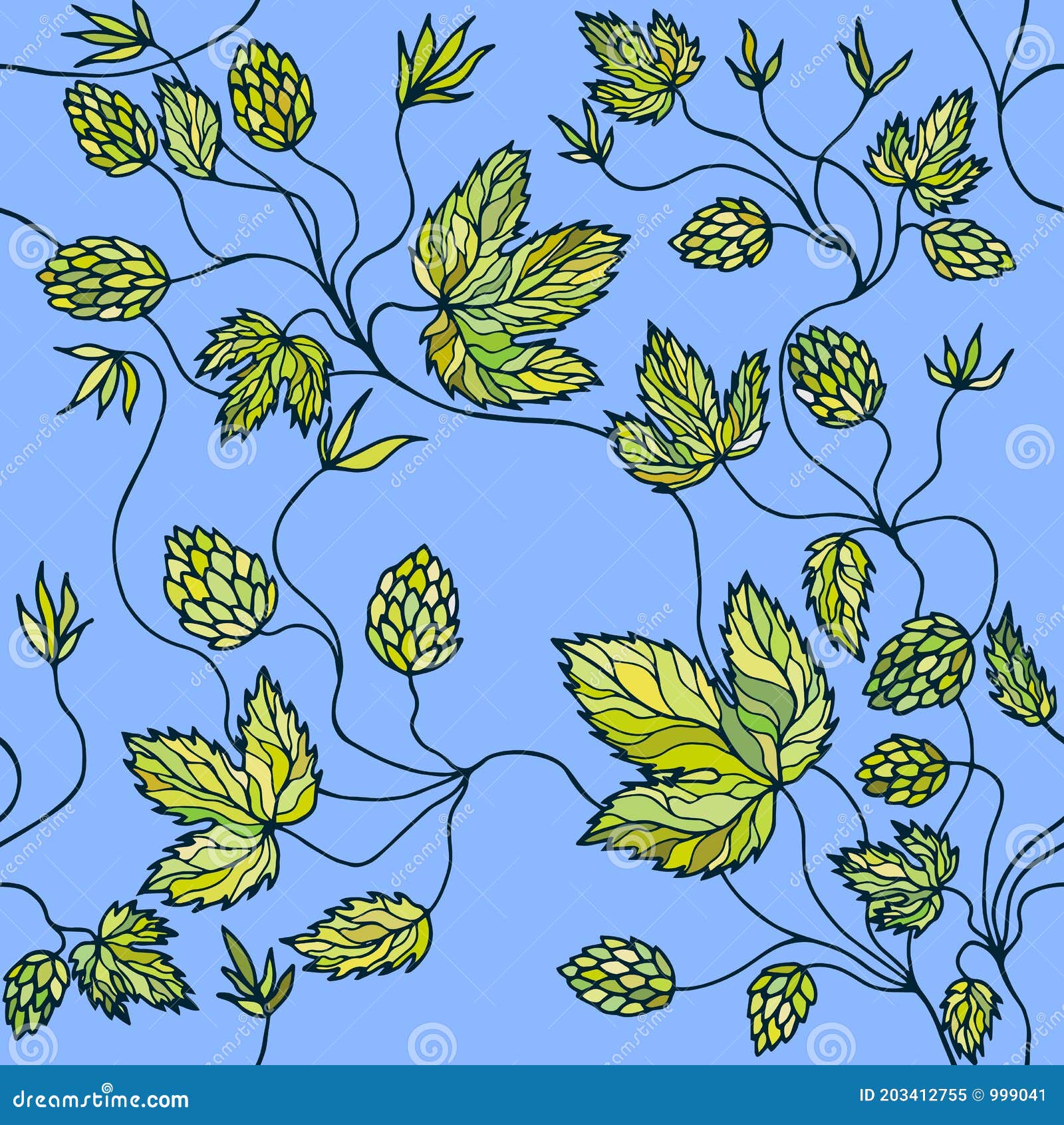Weaving Plant Hops Seamless Pattern. Eps10 Vector Stock Illustration ...