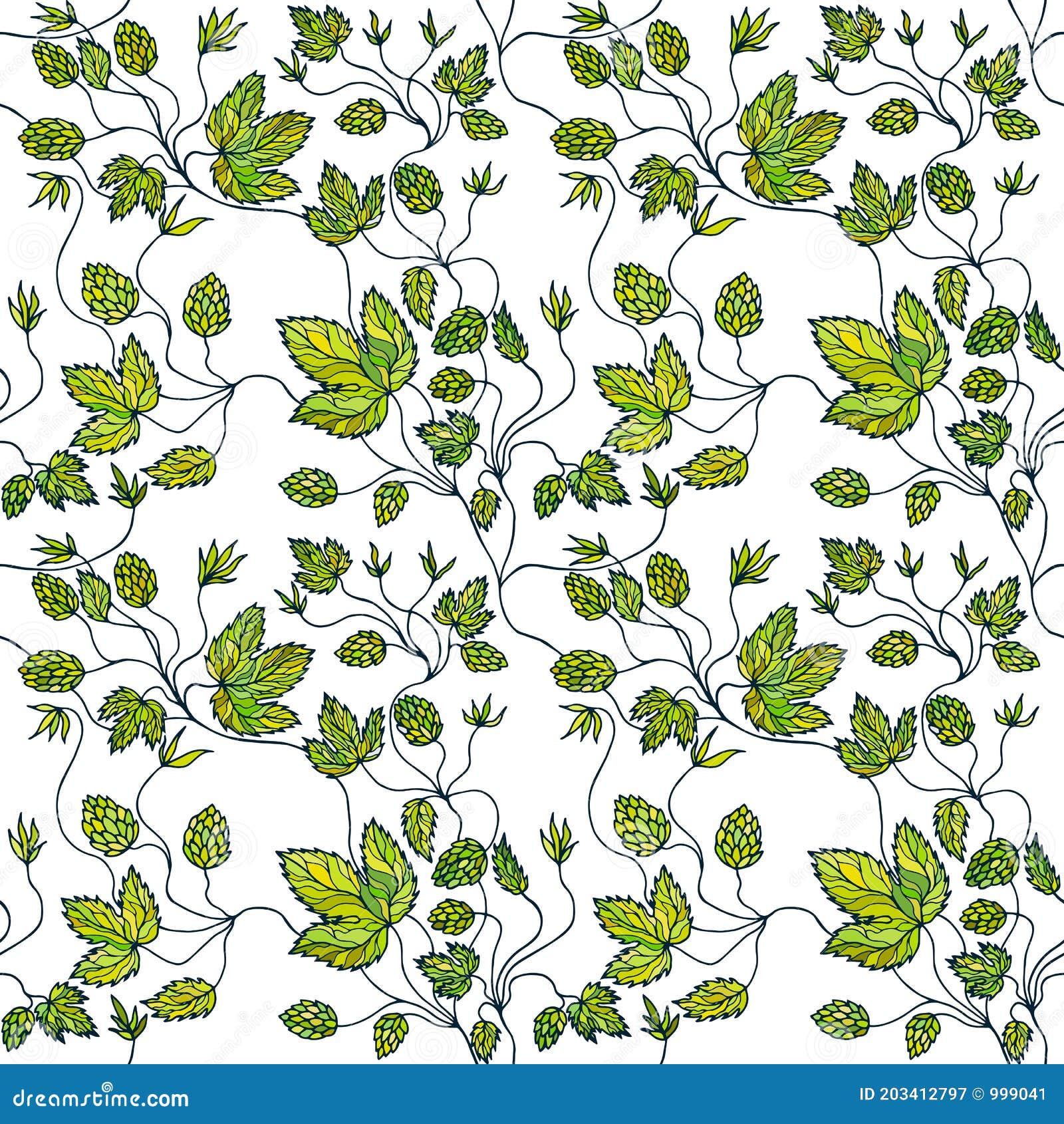 Weaving Plant Hops Seamless Pattern. Eps10 Vector Stock Illustration ...