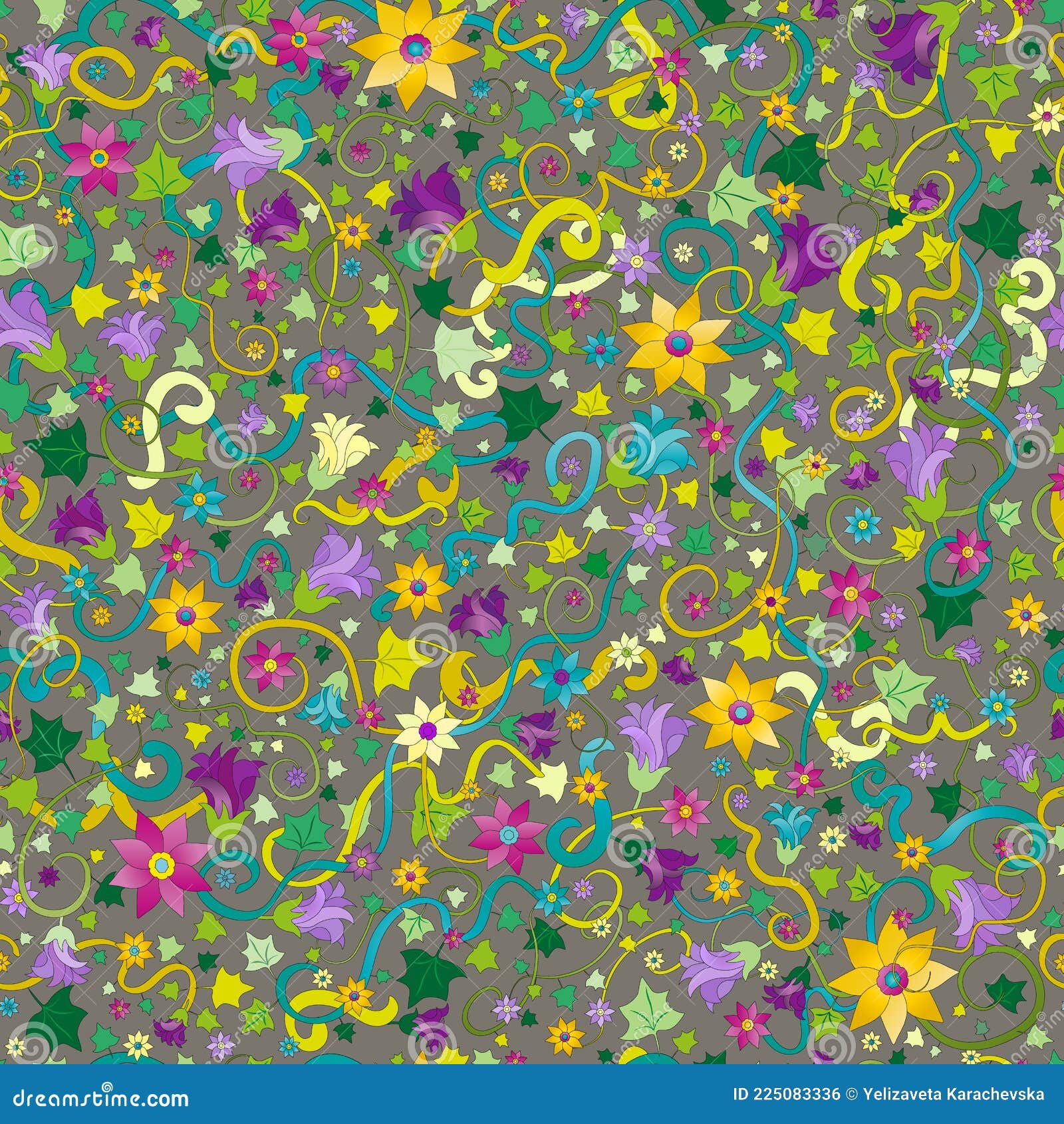 Weaving Plants and Flowers a Seamless Pattern Stock Photo - Image of ...