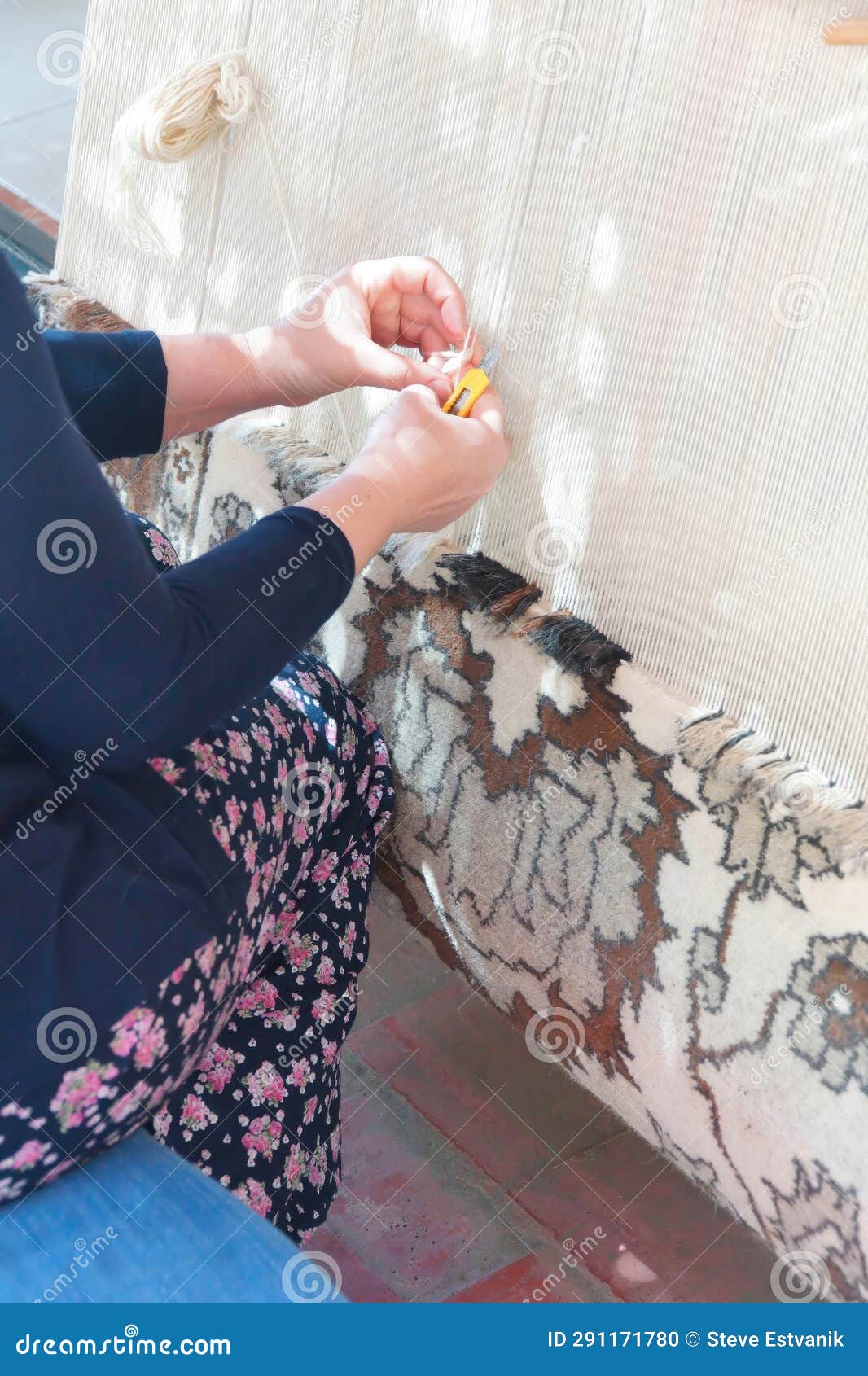 Weaving a Turkish carpet stock photo. Image of industry - 291171780
