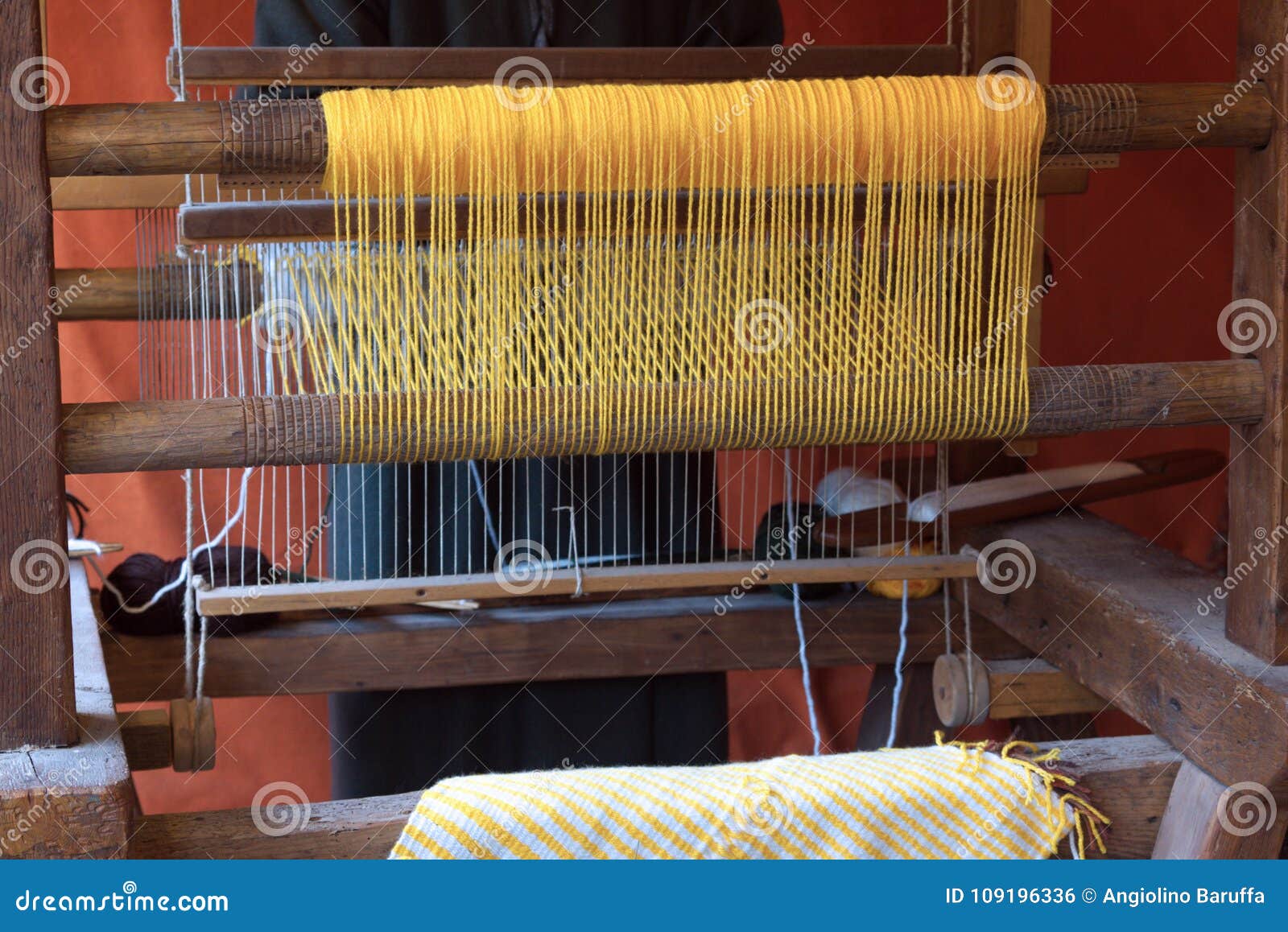 Weaving of Wool with an Old Loom Stock Photo - Image of material ...