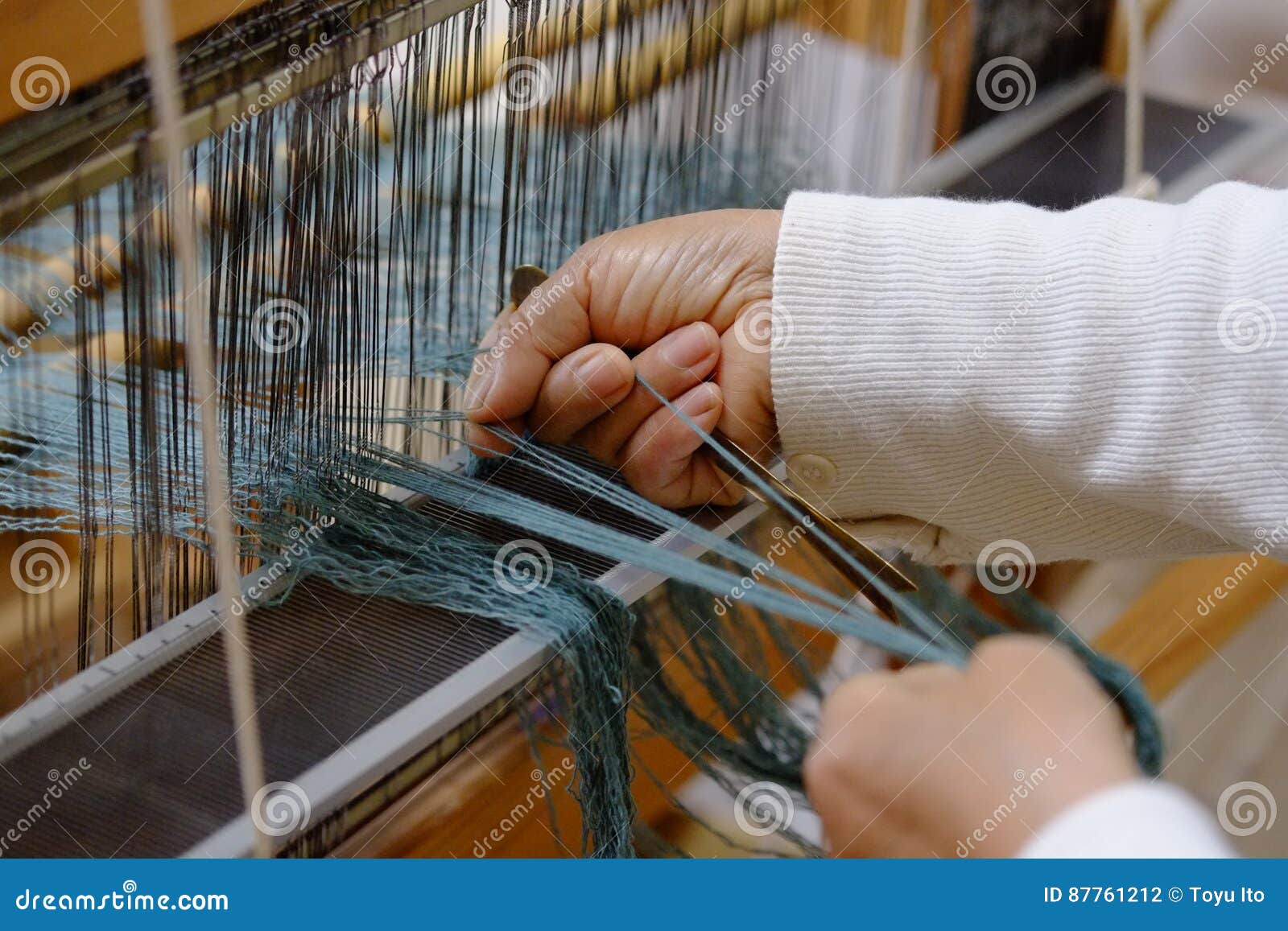 Weaving work. stock photo. Image of hand, weft, work - 87761212