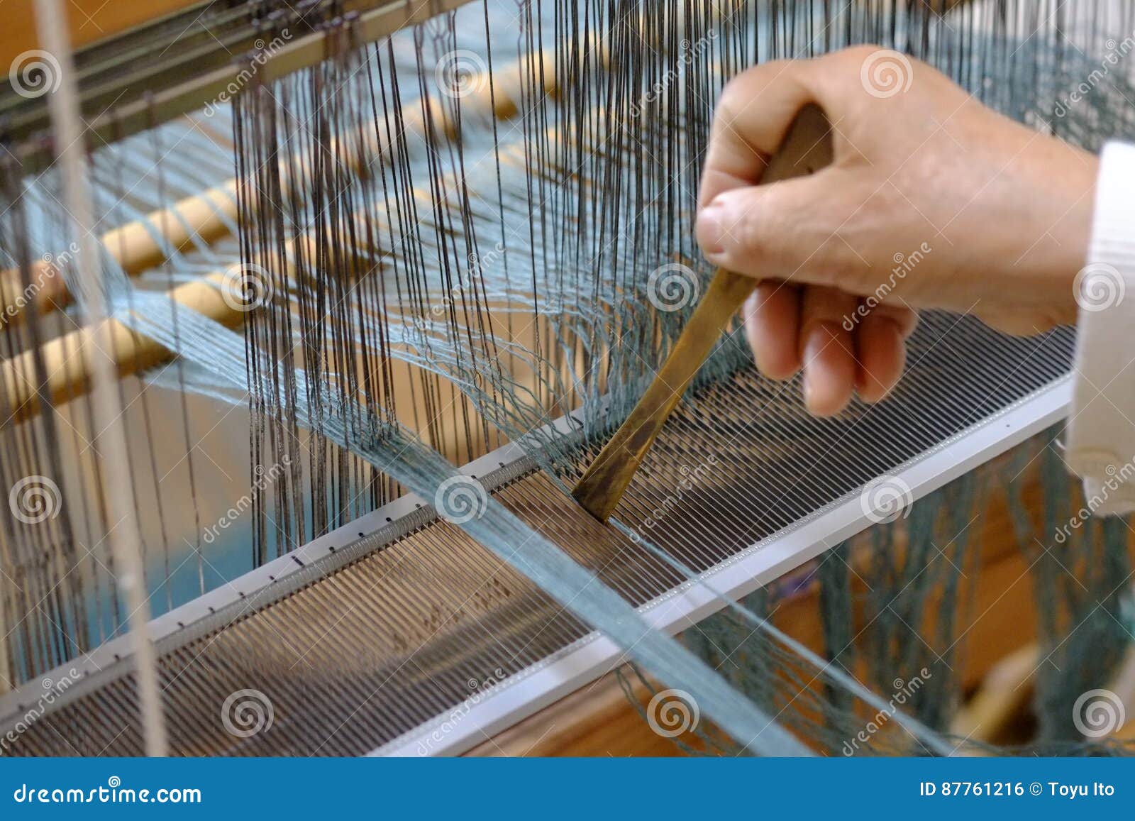 Weaving work. stock photo. Image of fabric, hand, weft - 87761216