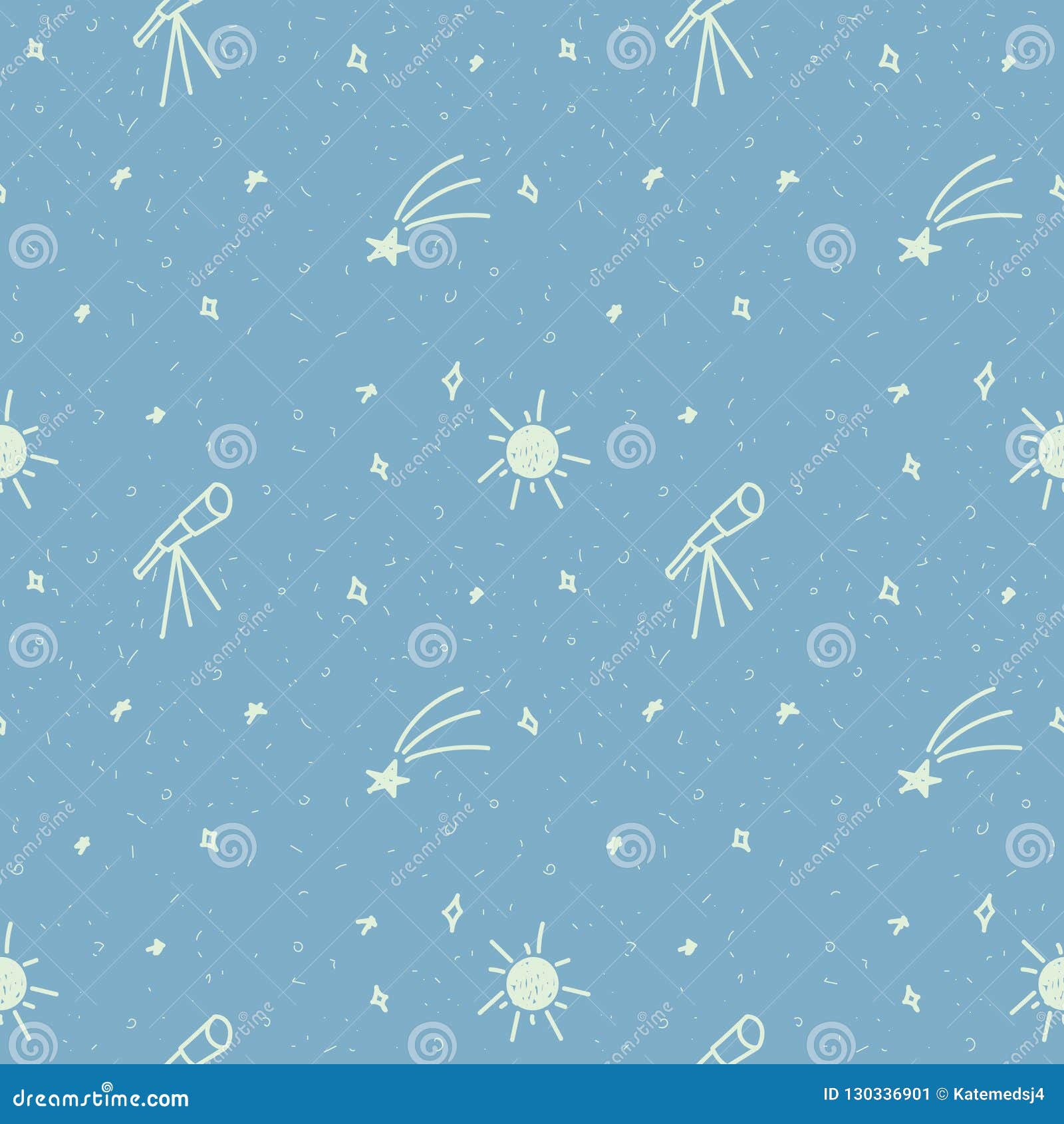 Seamless Space Pattern. Cosmic Pattern on Blue Background Stock Vector ...