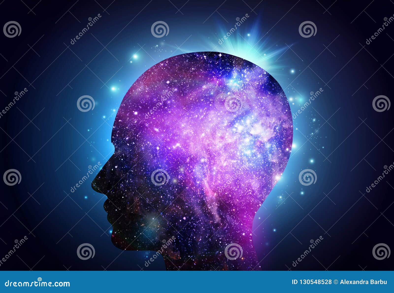 Human Head Universe Inspiration Enlightenment Stock Vector ...