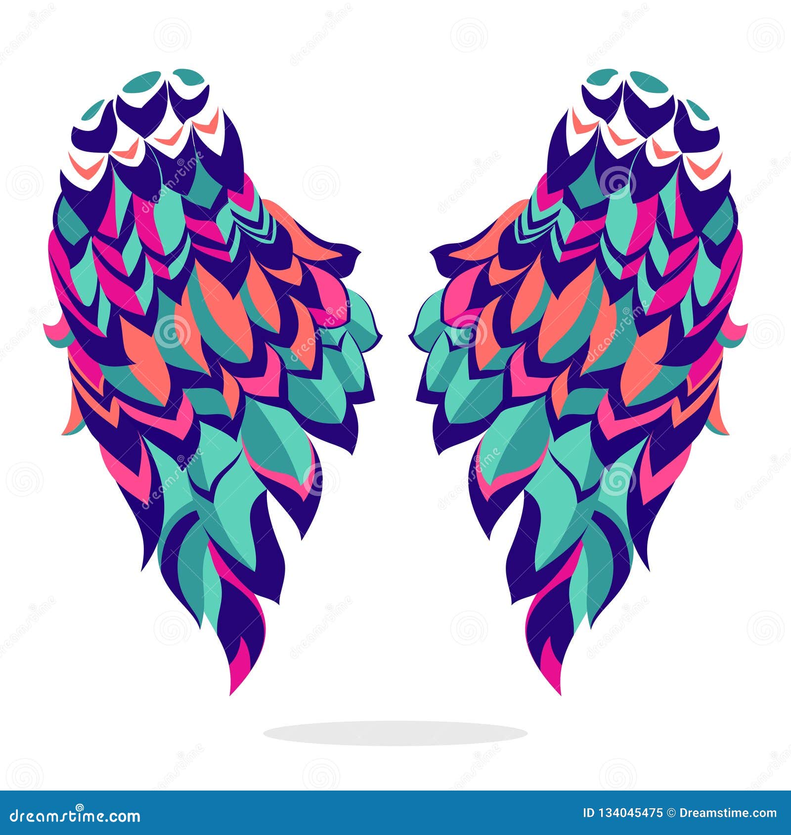 Colorful Wings, Sign, Symbol, Icon, Vector Illustration. Beautiful ...