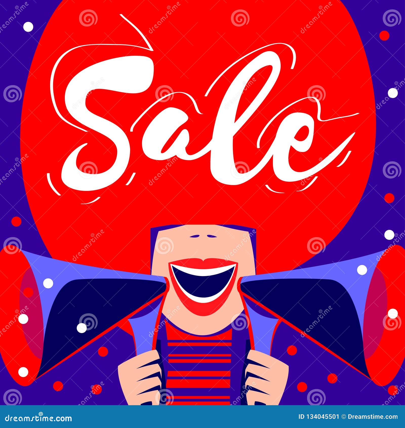 Sale Poster, Sale Banner with Bright Colorful Speaker Girl Stock ...