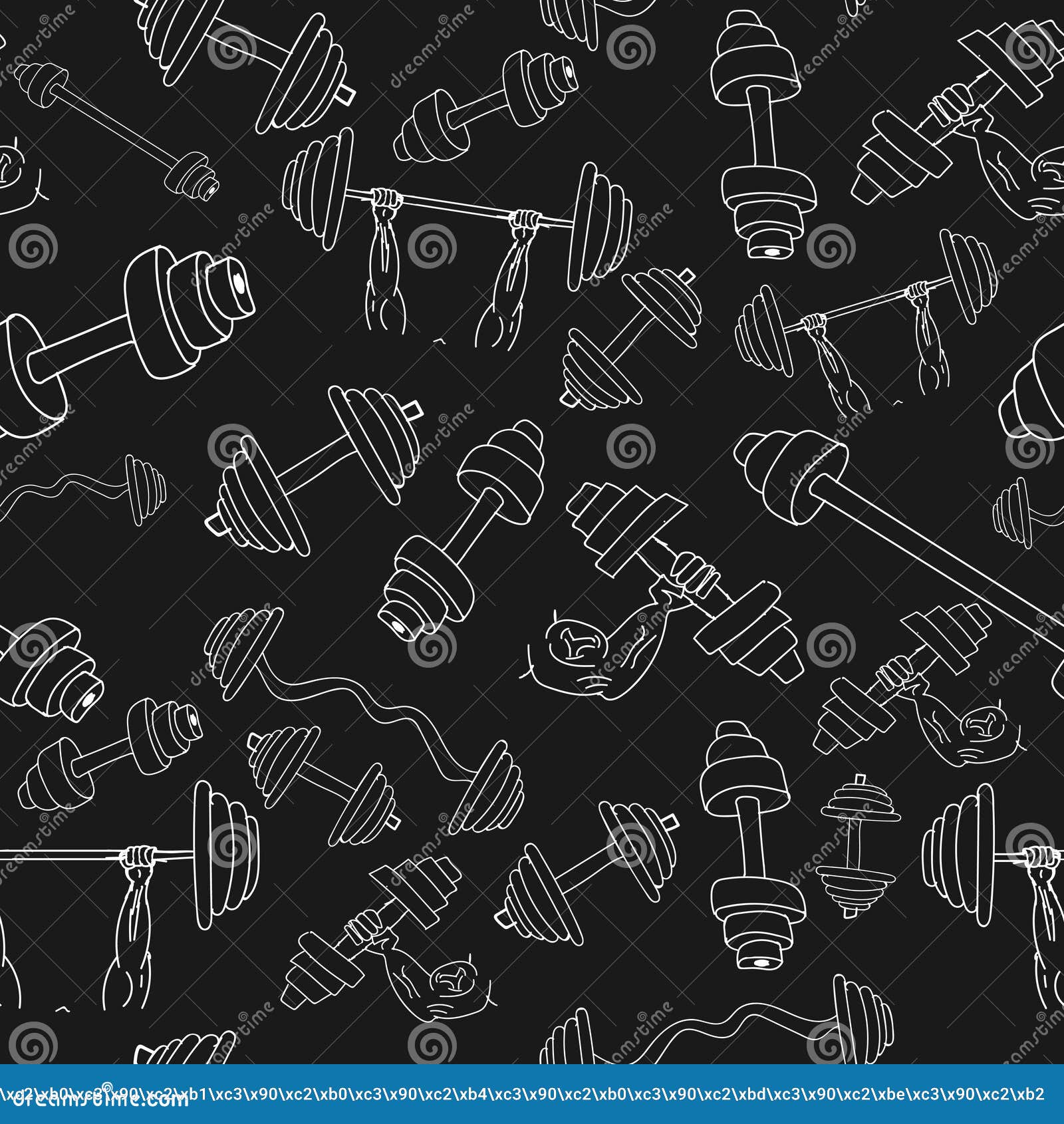 Seamless Dumbbell Pattern Isolated on Background. Stock Vector ...
