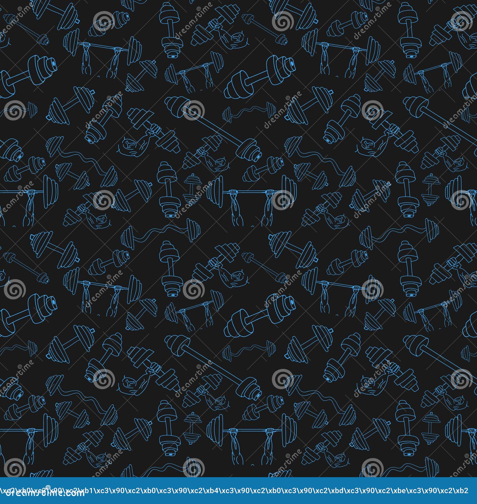 Seamless Dumbbell Pattern Isolated on Background. Stock Vector ...