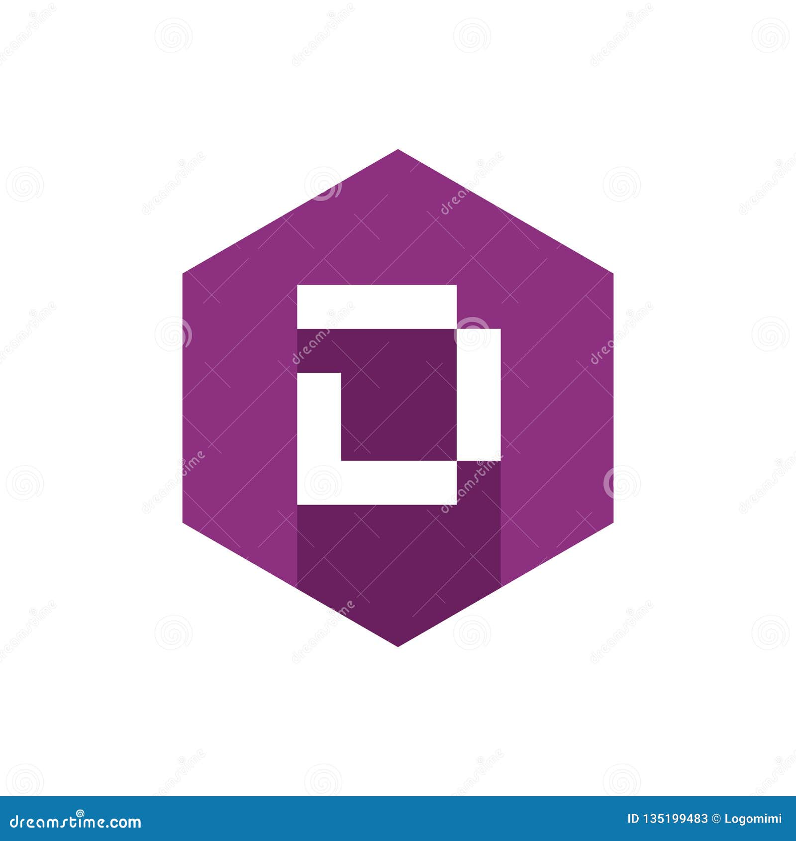 Letter D Vector Icon, with Flat Purple Hexagon Stock Vector ...
