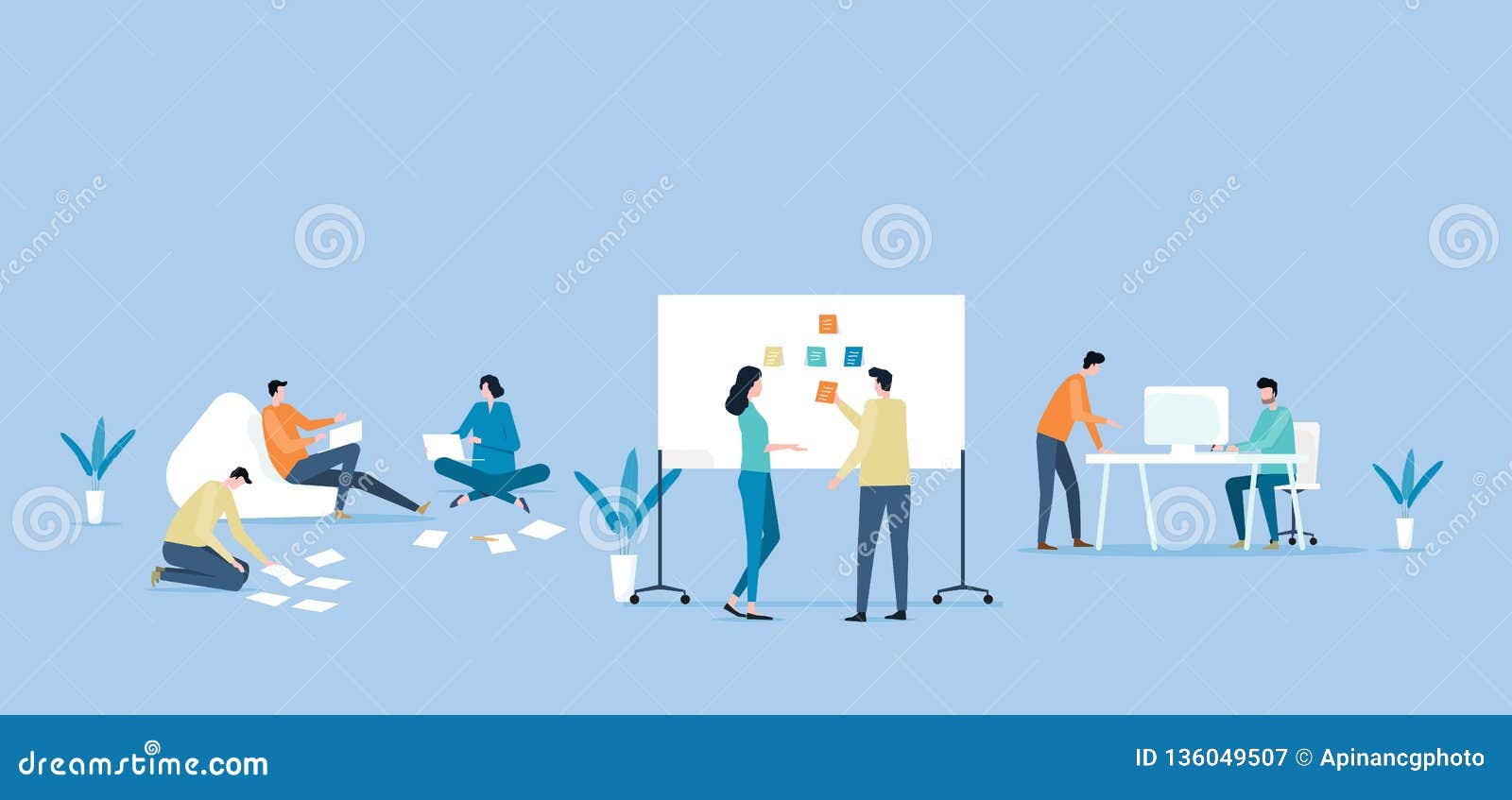 Flat Vector Business Team Working and Project Collaboration Procss ...