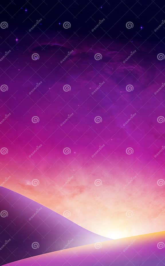 Purple Sky Sunset, Sunrise Surreal Wallpaper Stock Vector ...