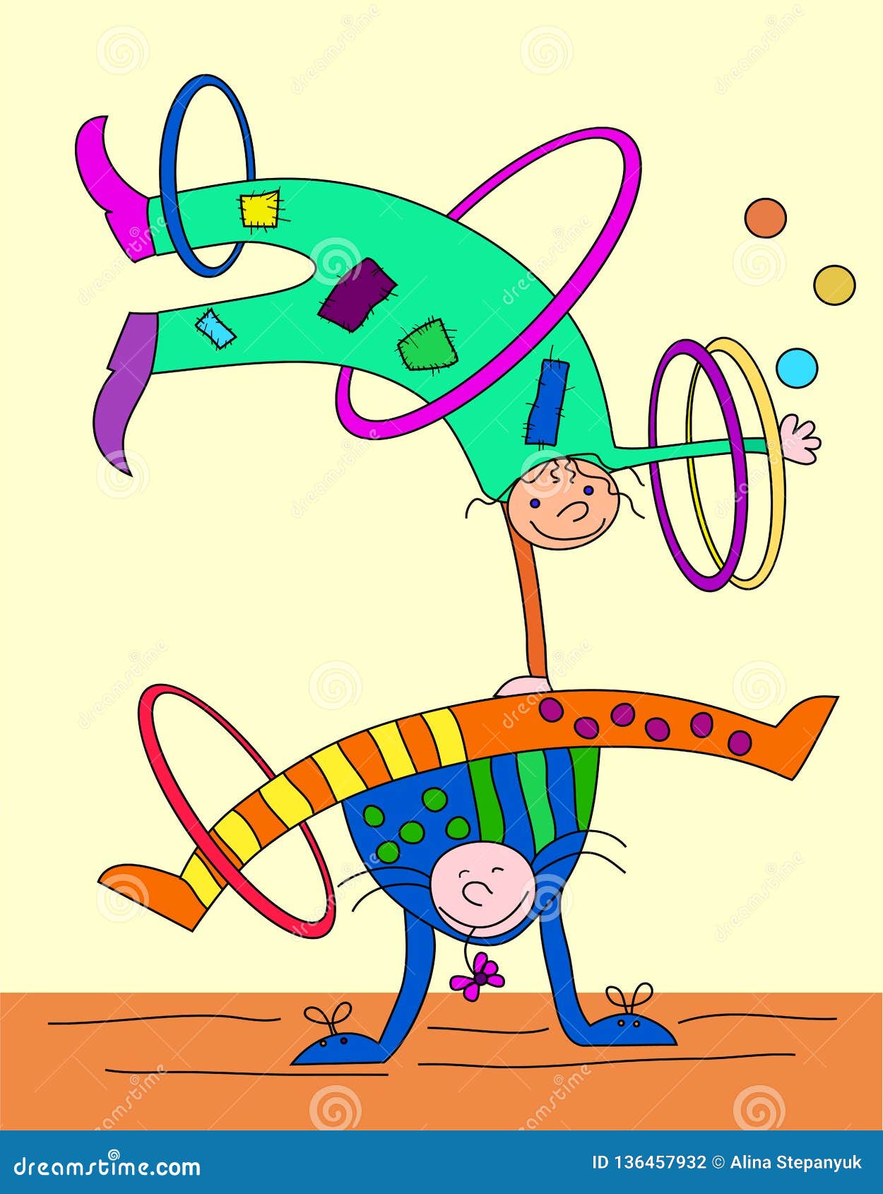 Circus Artists: Acrobats - Jugglers. Performance in Circus_illustration ...