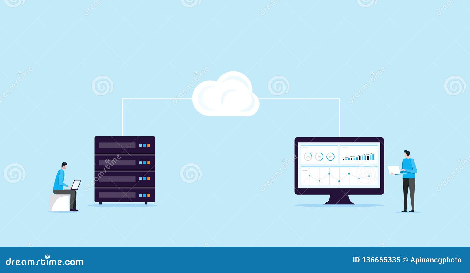 Flat Illustration Design Concept Technology Cloud Storage Connection ...