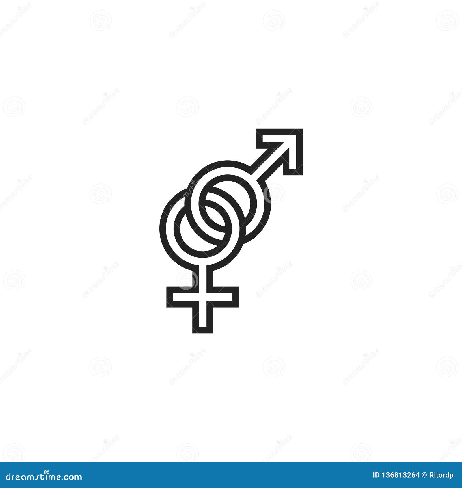 Venus and Mars Symbols Oultine Vector Icon, Symbol or Logo. Stock ...