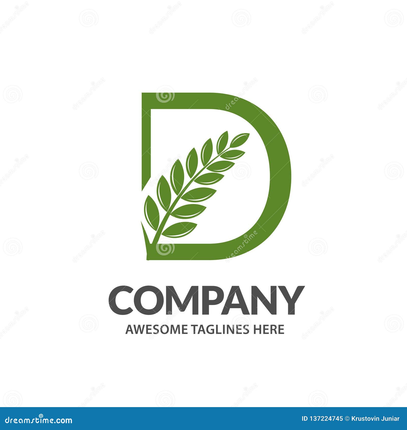 Letter D with Leaf Logo Vector Stock Vector - Illustration of business ...