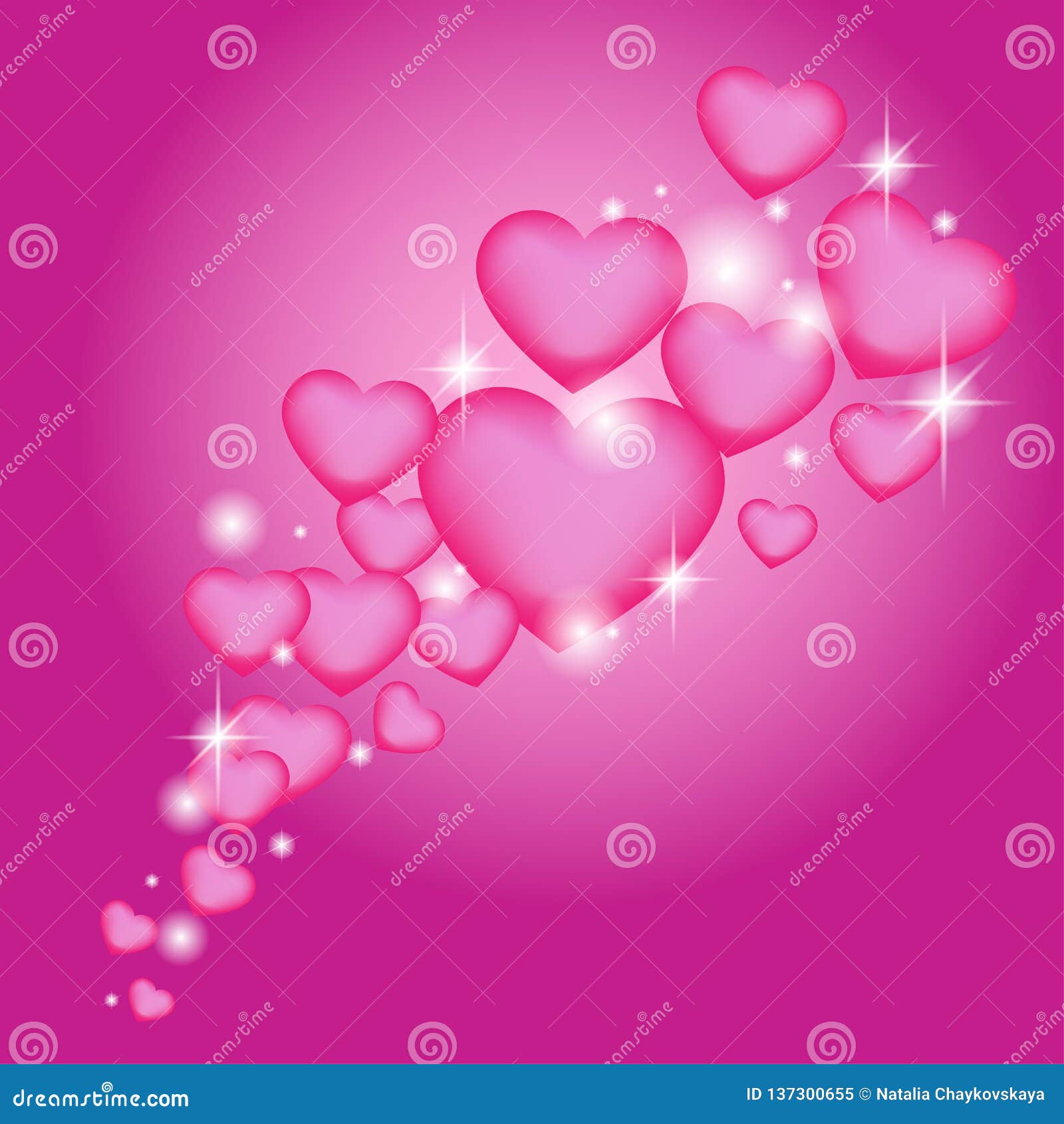 Romantic Background with Flying Hearts Stock Illustration ...