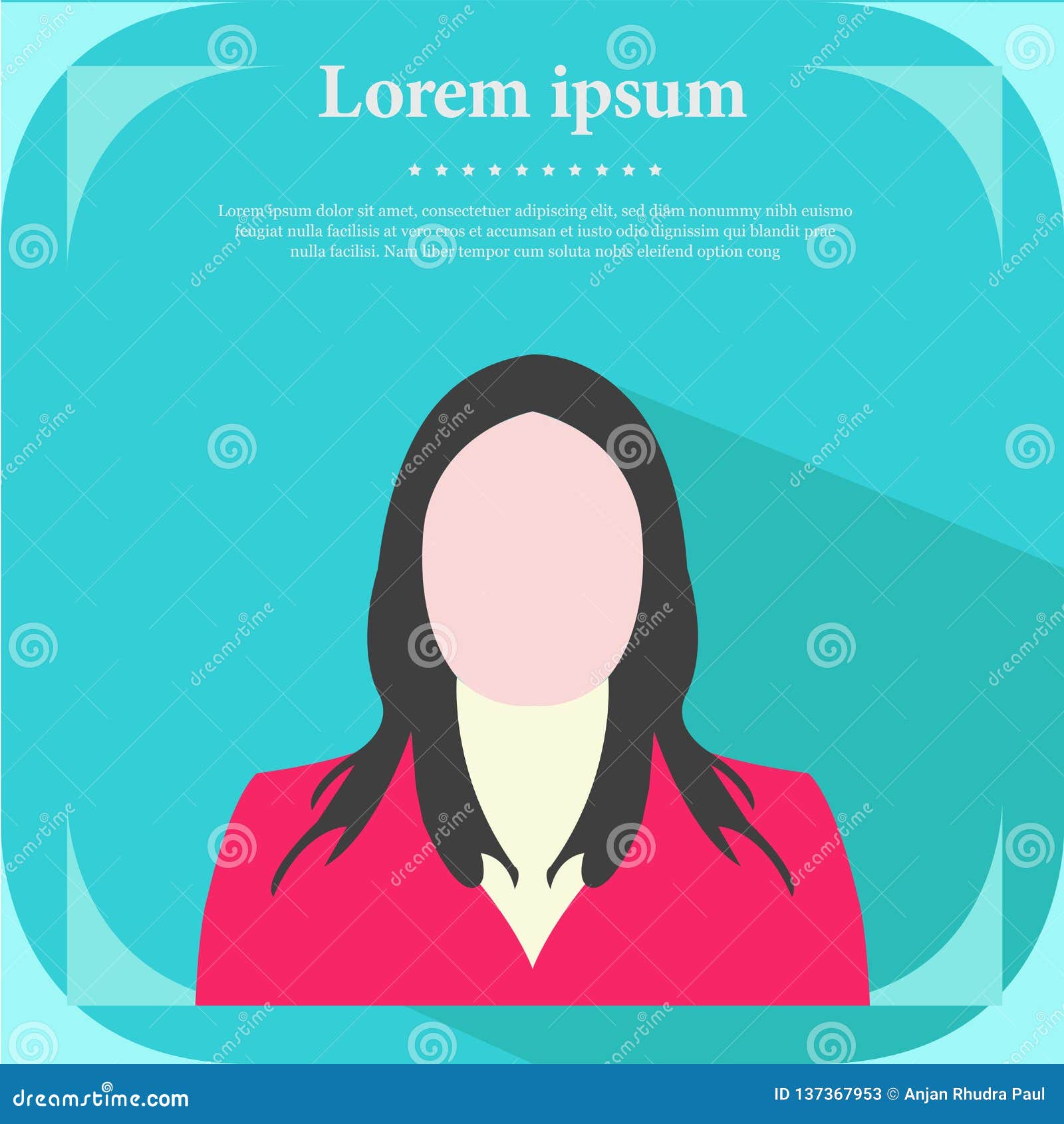 Professional Profile Icon, Female Portrait Flat Design Vector ...