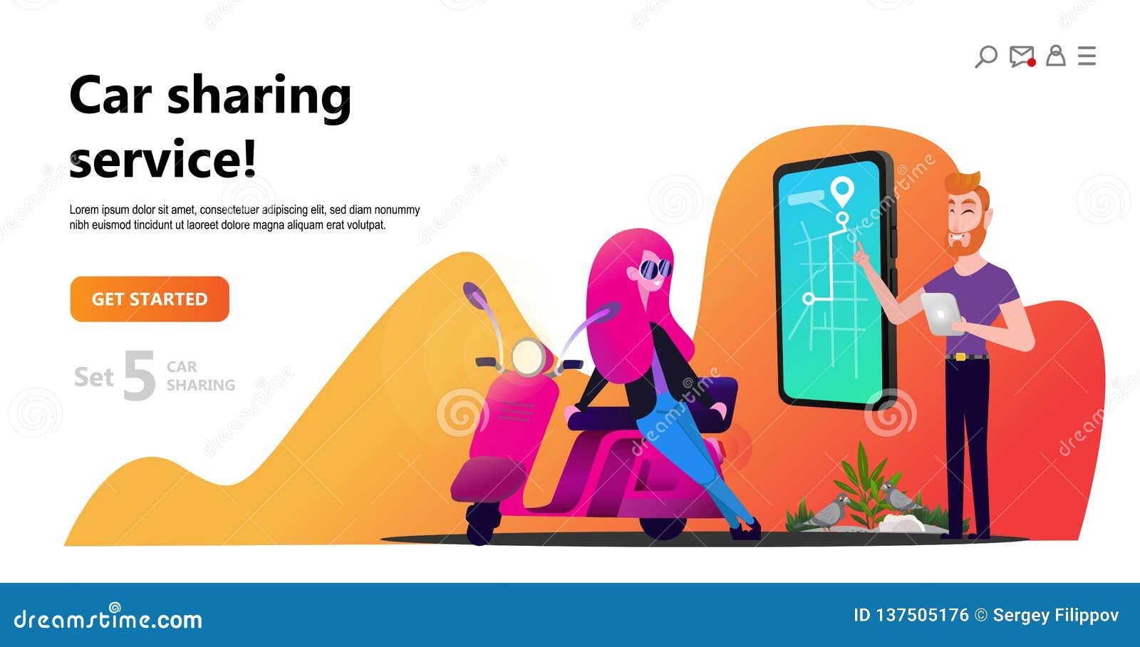 Carsharing Landing. Carpooling Travel By Multiple People Together ...