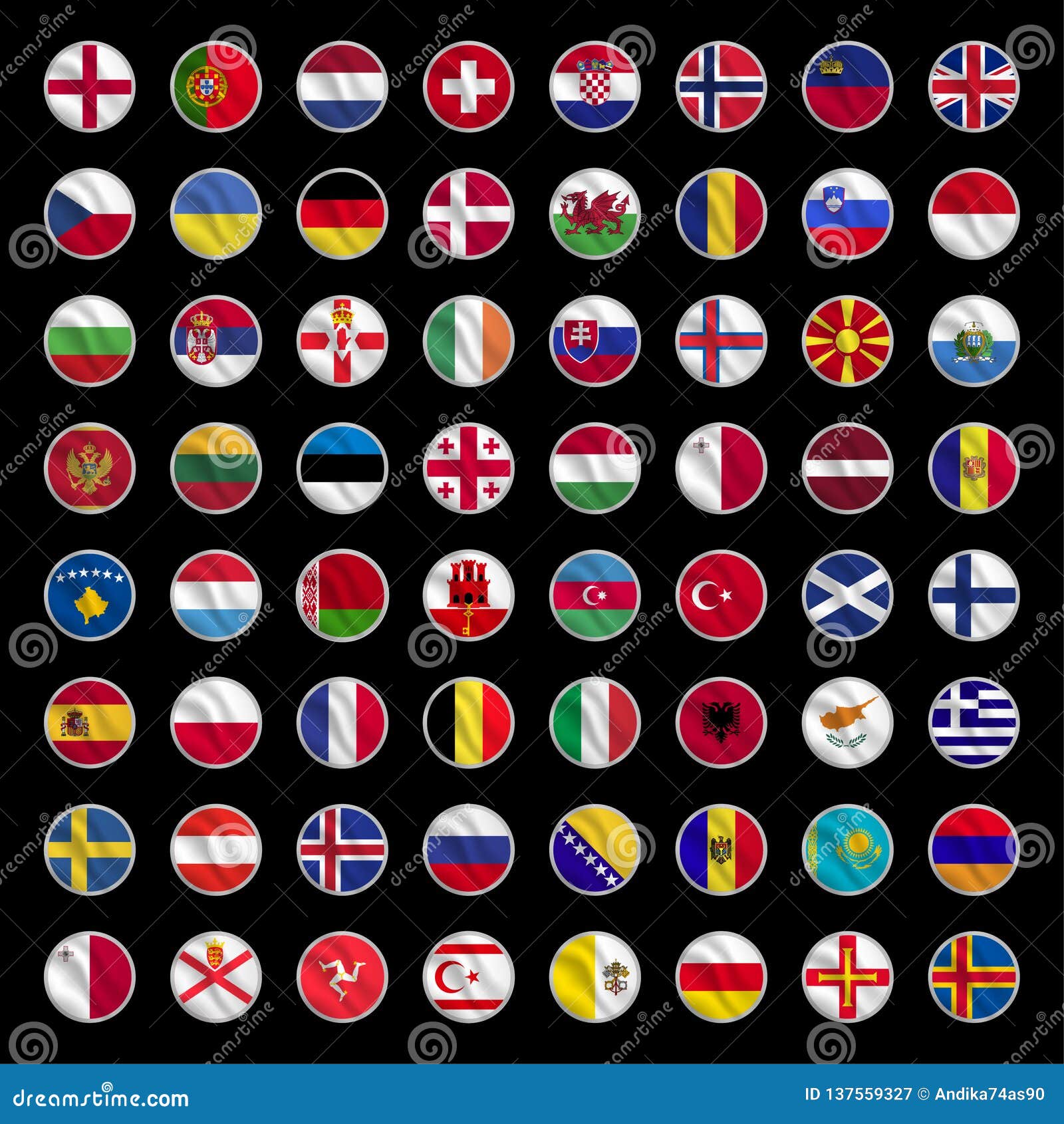All Europe Flags Circle Shape Icons Stock Vector - Illustration of ...