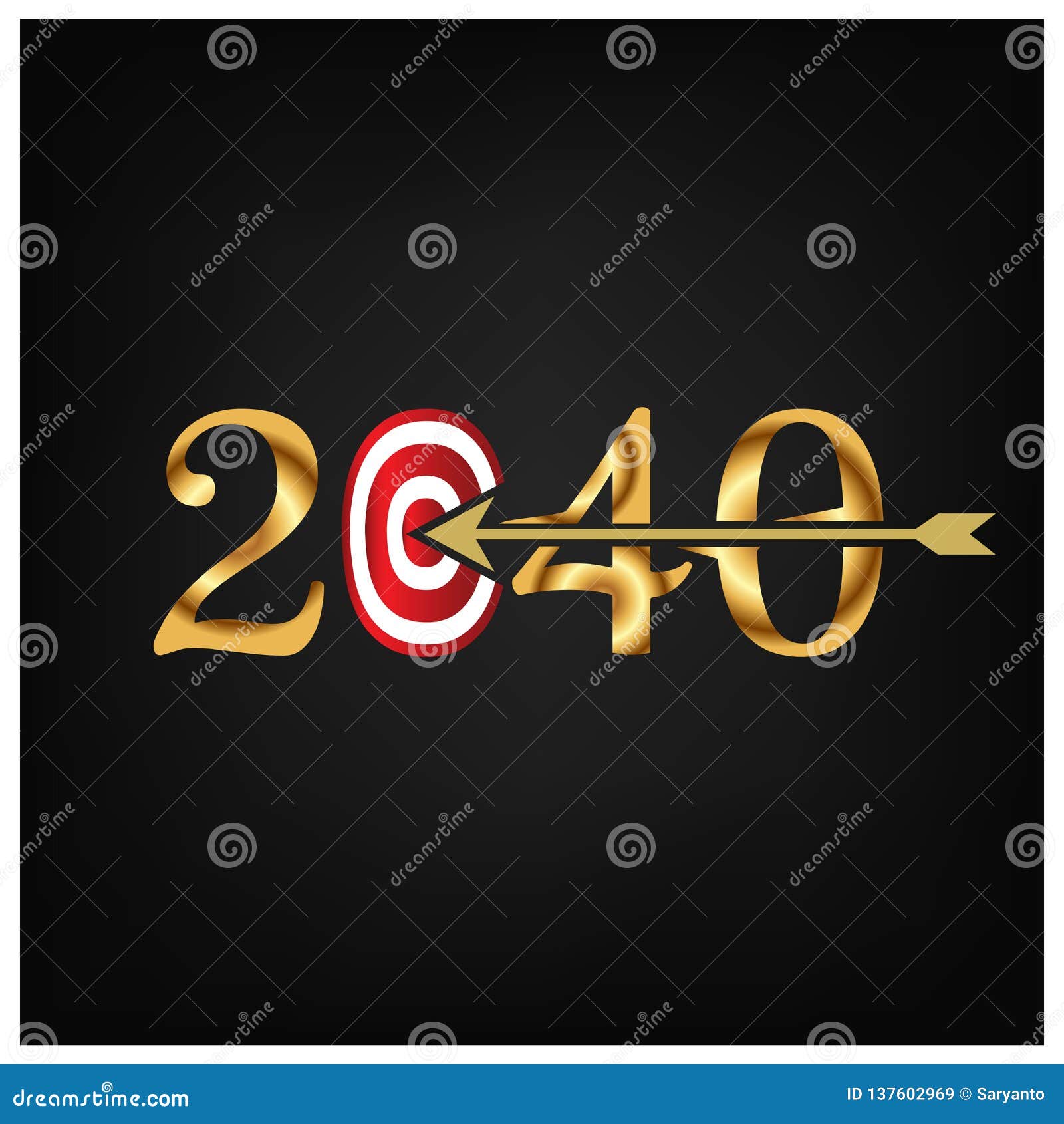 2040 With On Target And One Arrow Hitting The Center, Vector ...