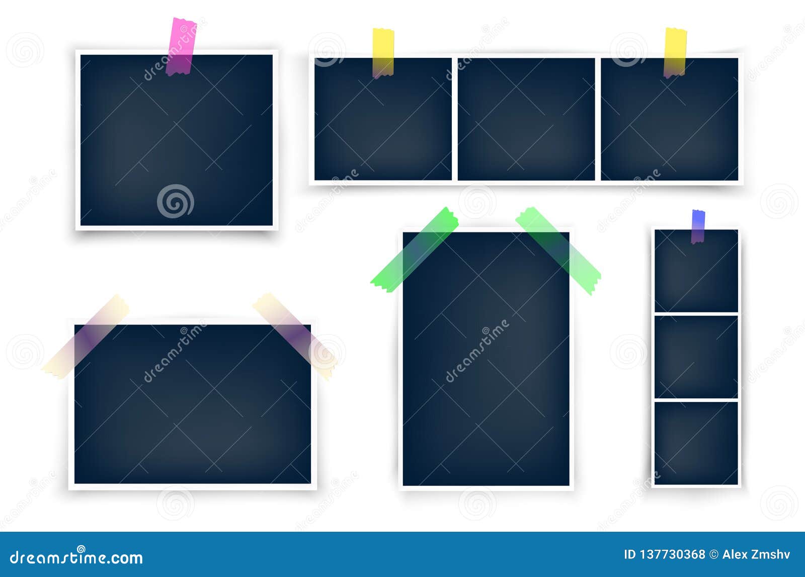 Different Size Photo Frame Templates with Stickers Stock Vector ...