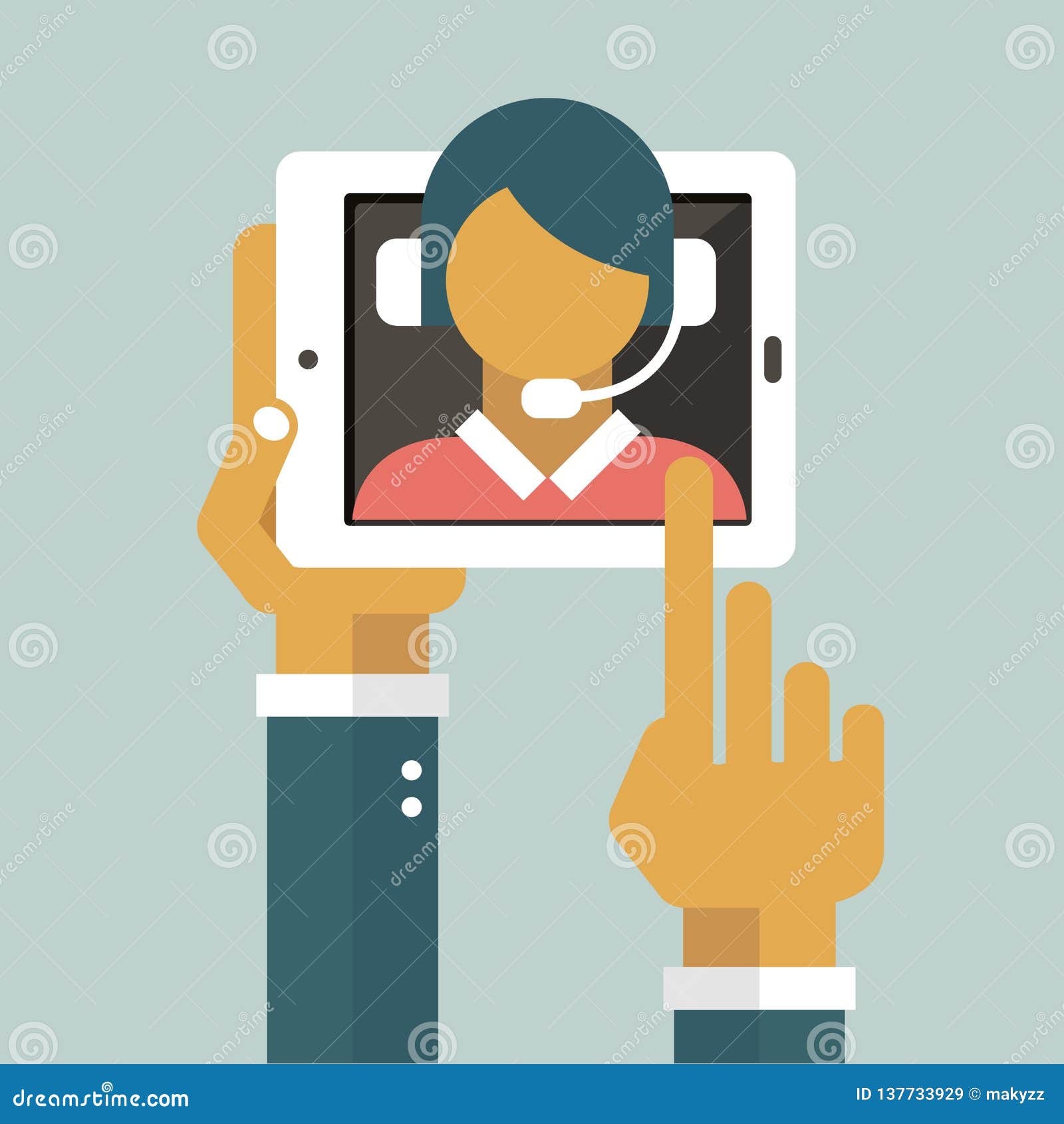 Customer Support Assistant. Flat Vector Illustration Stock Illustration ...