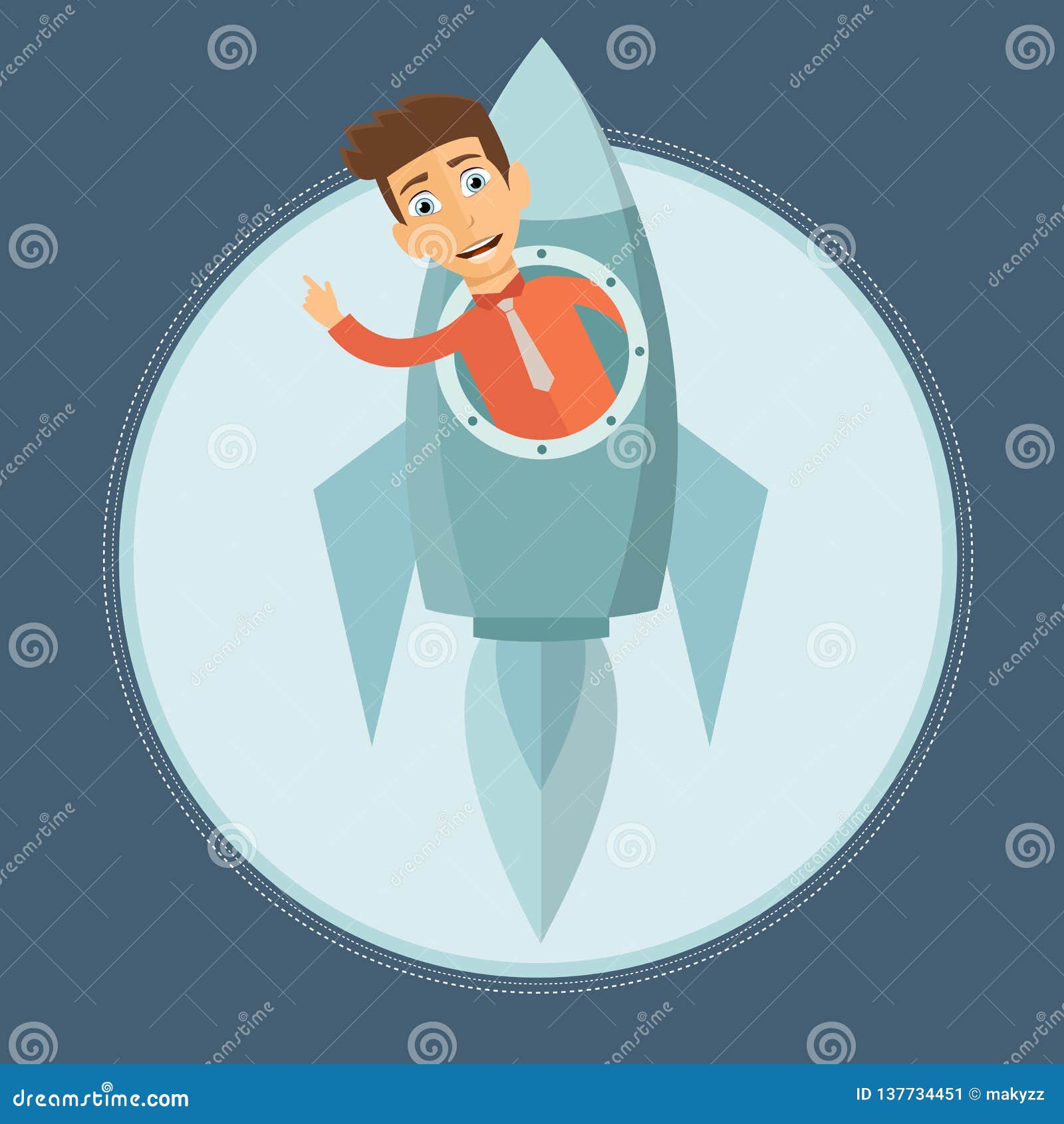 Boy Riding Red Rocket Vector Illustration | CartoonDealer.com #17821782