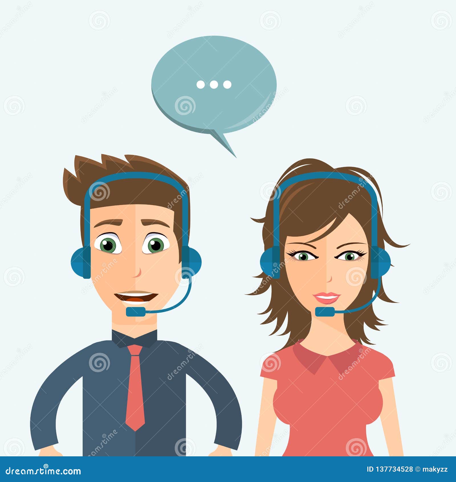 Customer Support Assistant. Flat Vector Illustration Stock Vector ...