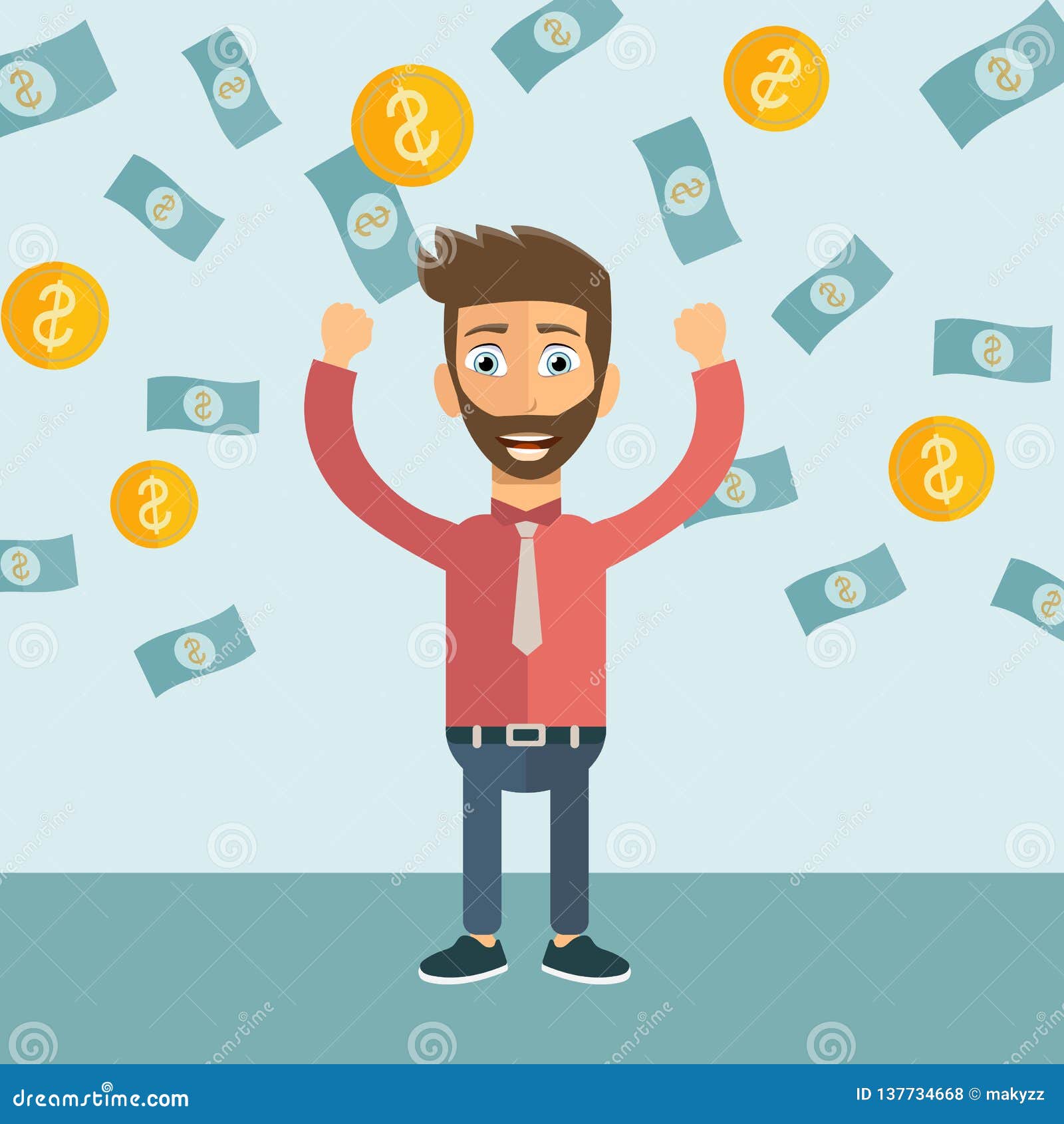 Young Happy Businessman with a Lot of Money. Business and Financial ...