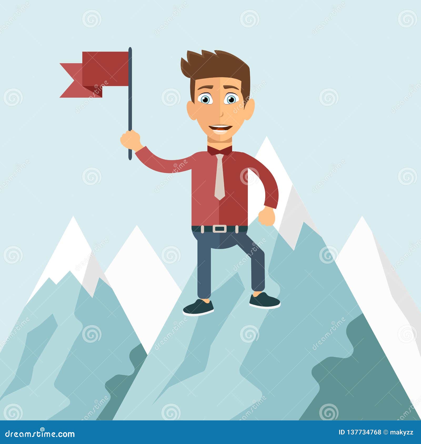 Cheerful Leader Man Vector Illustration. Flat Vector Illustration Stock ...