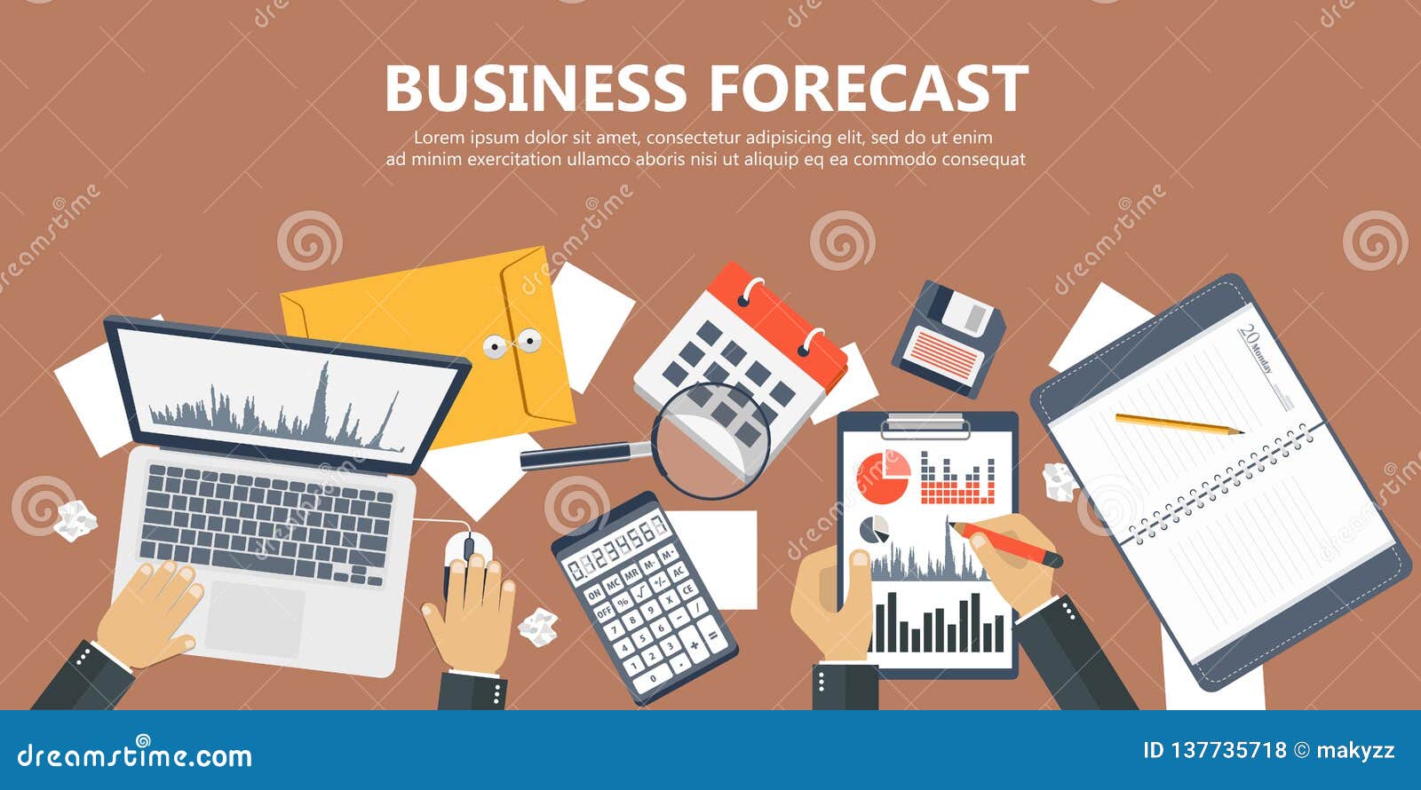 Business Forecast Banner. Flat Vector Illustration Stock Vector ...