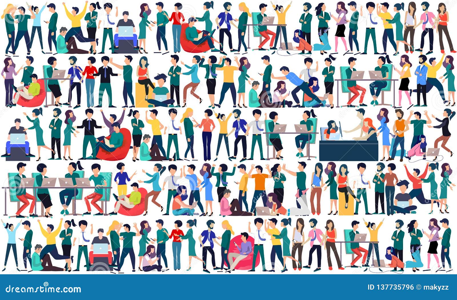 Large Group of Business People Background. Business People in Different ...