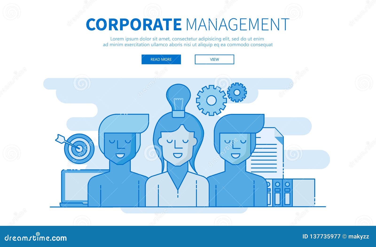 Corporate Management. Development Team. Flat Vector Illustration Stock ...