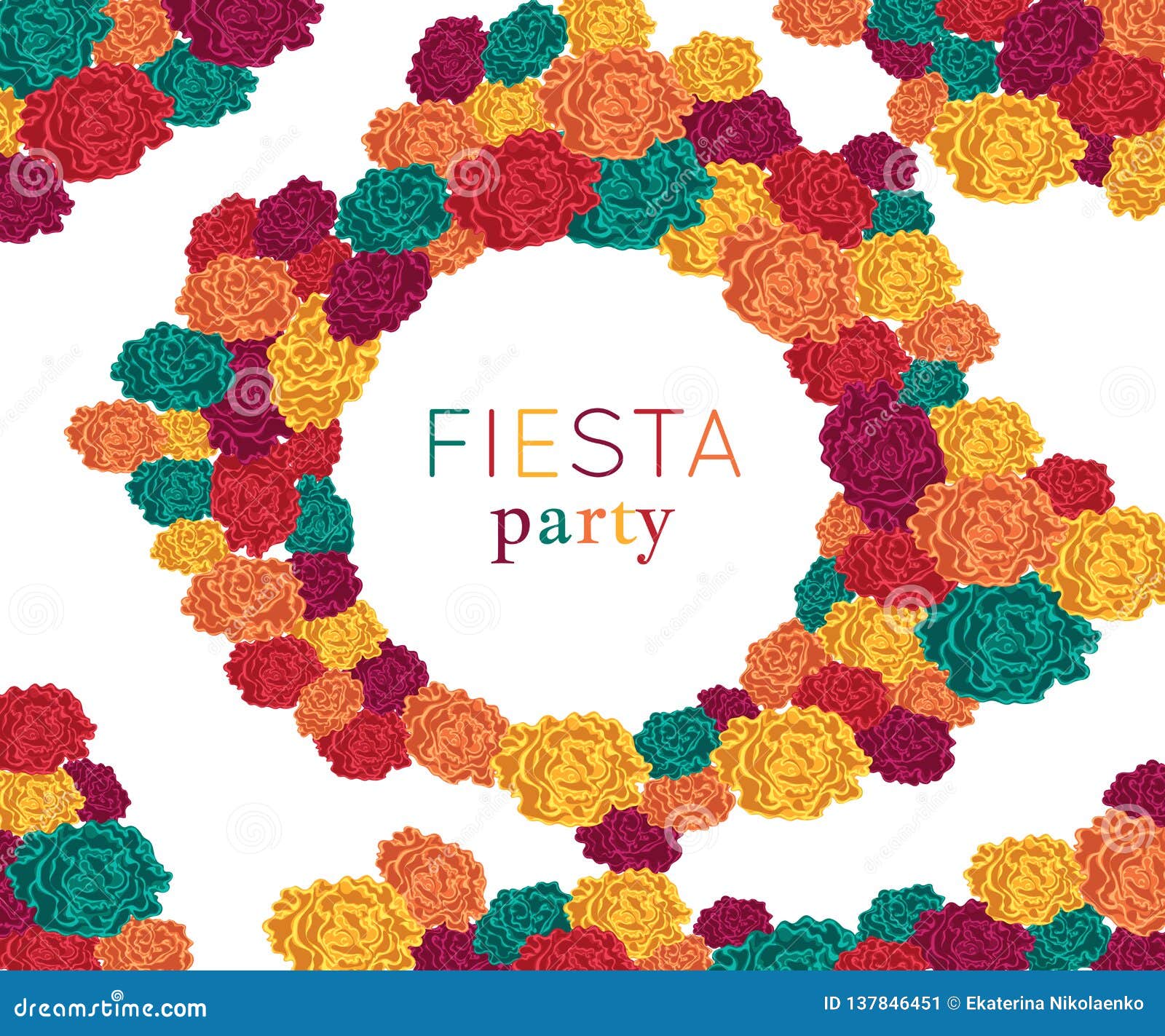 Fiesta Party. Festive Background with Paper Flowers. Design Template ...