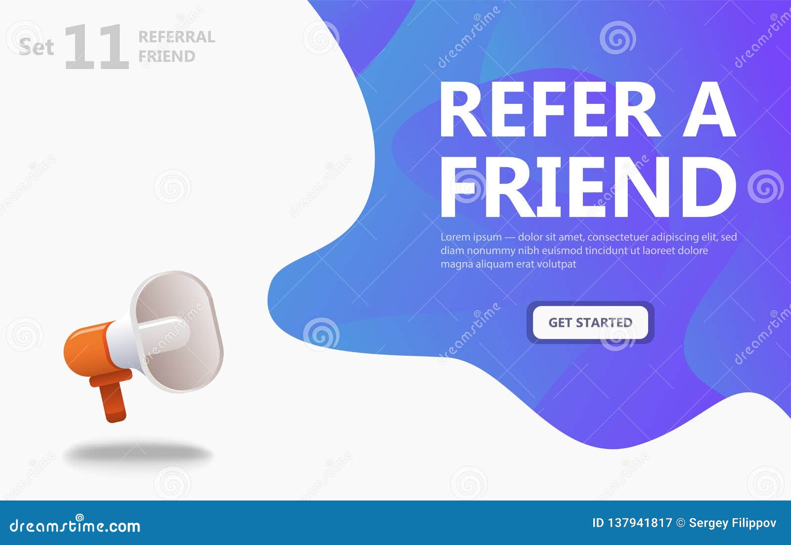 Refer A Friend Illustration Concept, People Shout On Megaphone With ...
