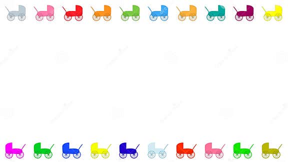 Colourful Baby Prams Frame White Background Stock Vector - Illustration ...