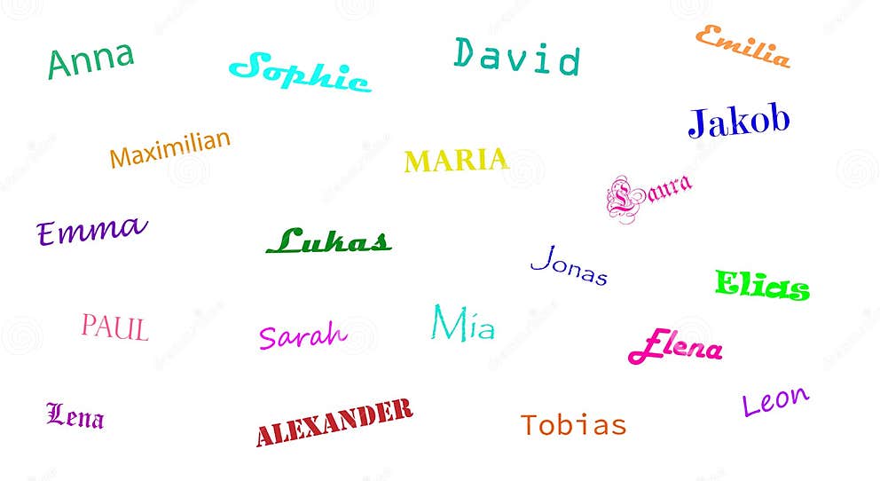 Popular First Names on a White Background Stock Vector - Illustration ...