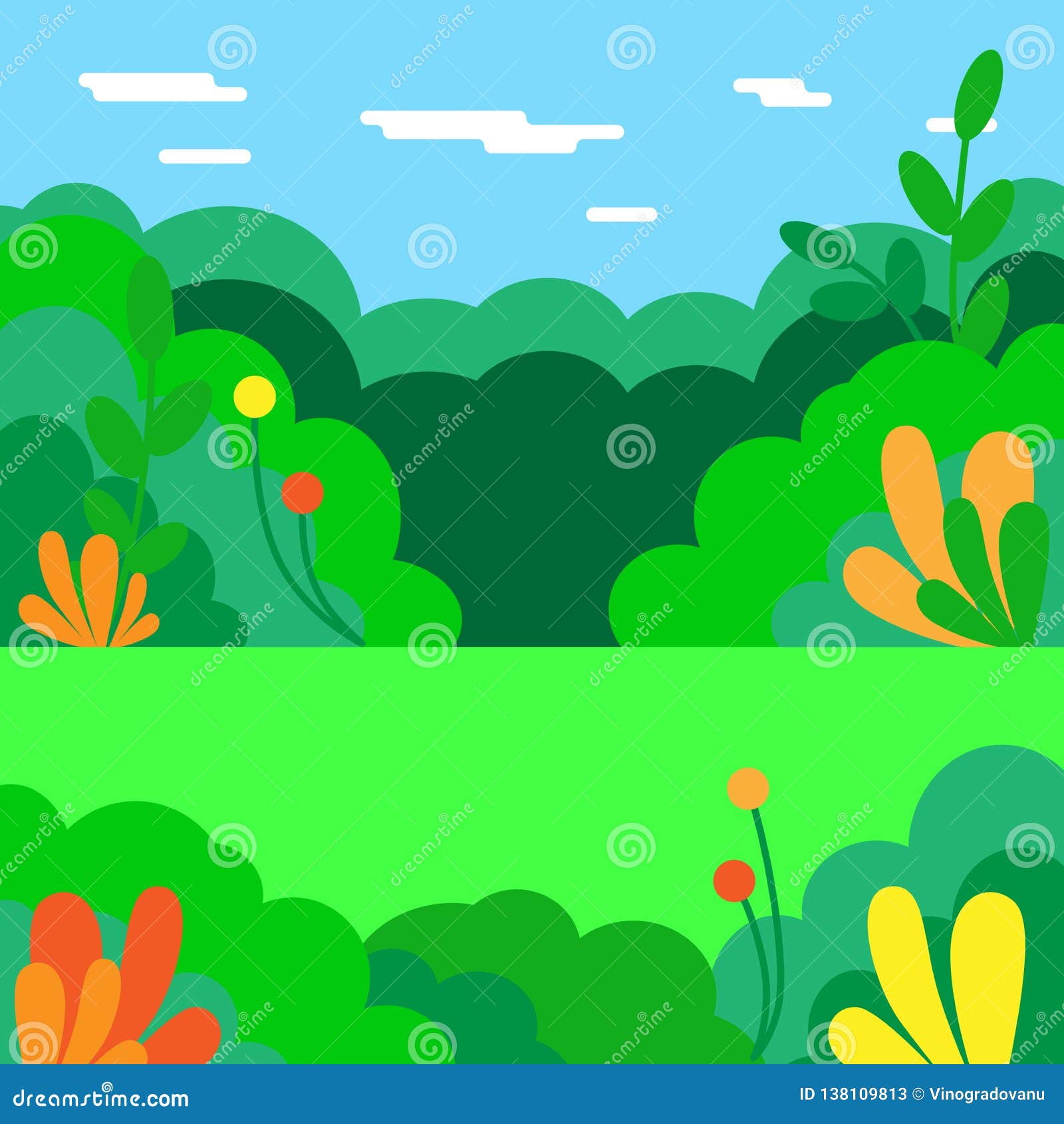 Vector Illustration. Summer Landscape. Medow. Flat Design Stock Vector ...