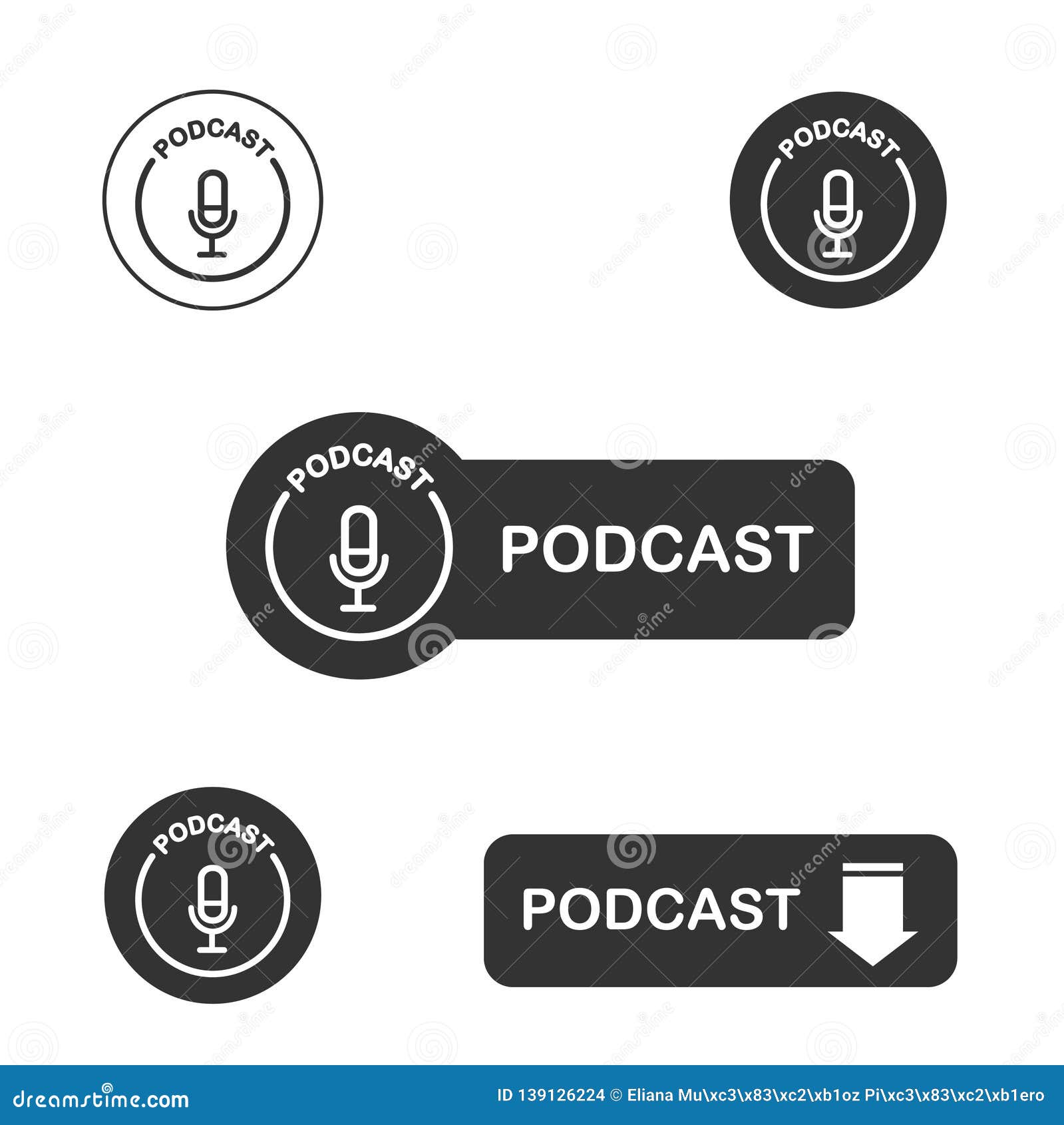 Podcast Icon, Vector for Podcast Download Button Stock Illustration ...