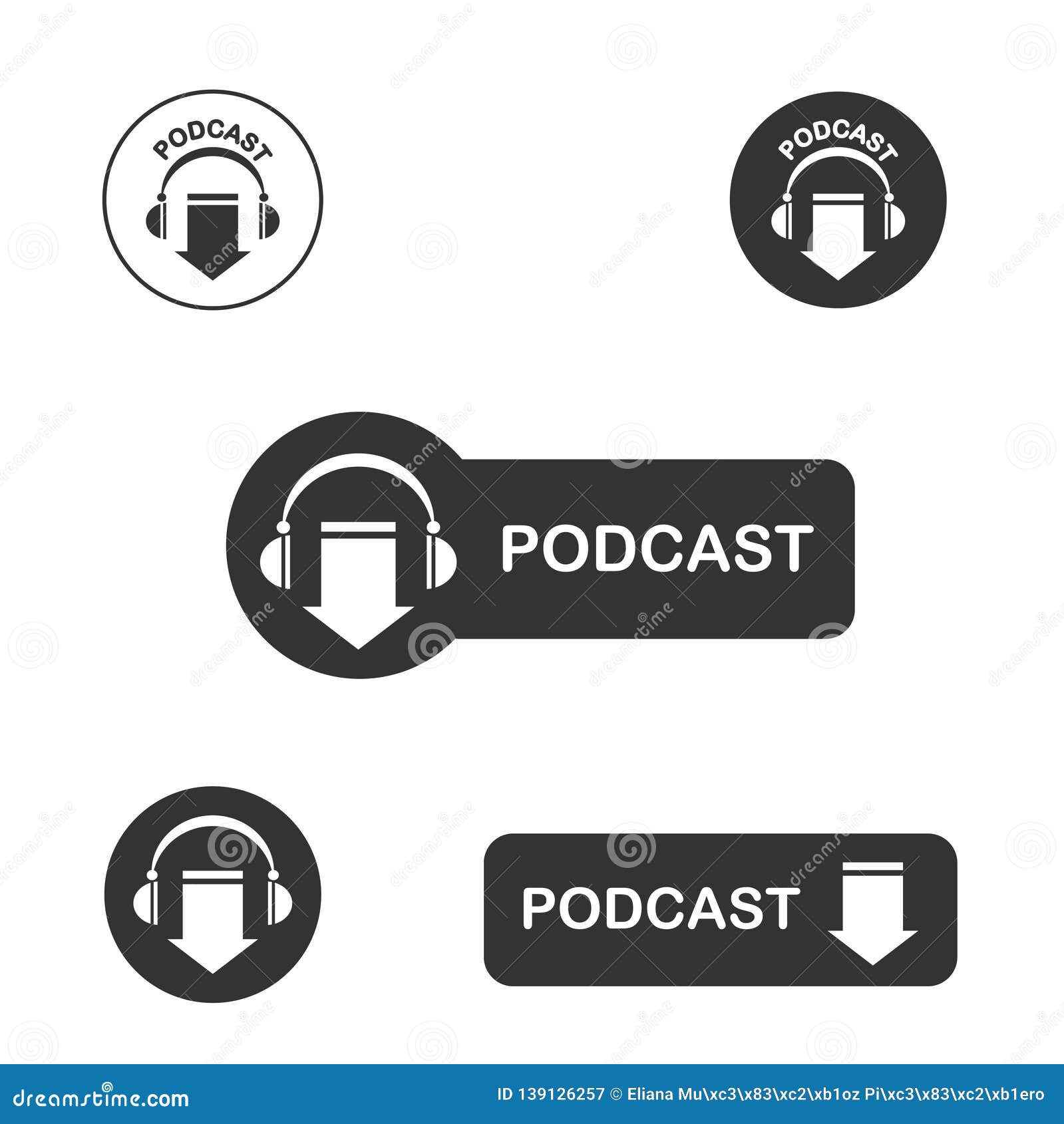 Podcast Icon, Vector for Podcast Download Button, Button Vector. Stock ...