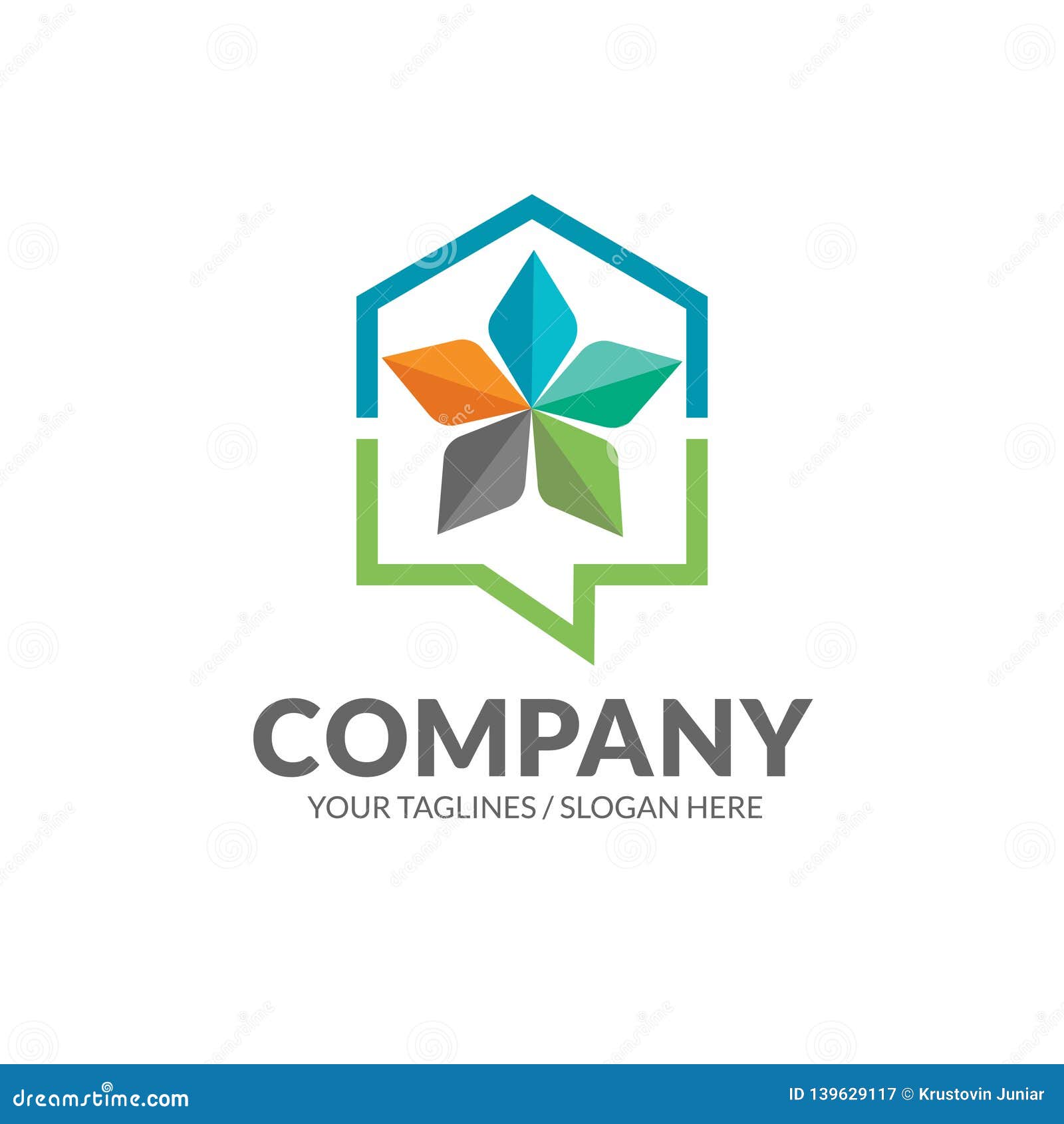 Web House with Bubble Chat and Star Color Decoration Logo Stock Vector ...