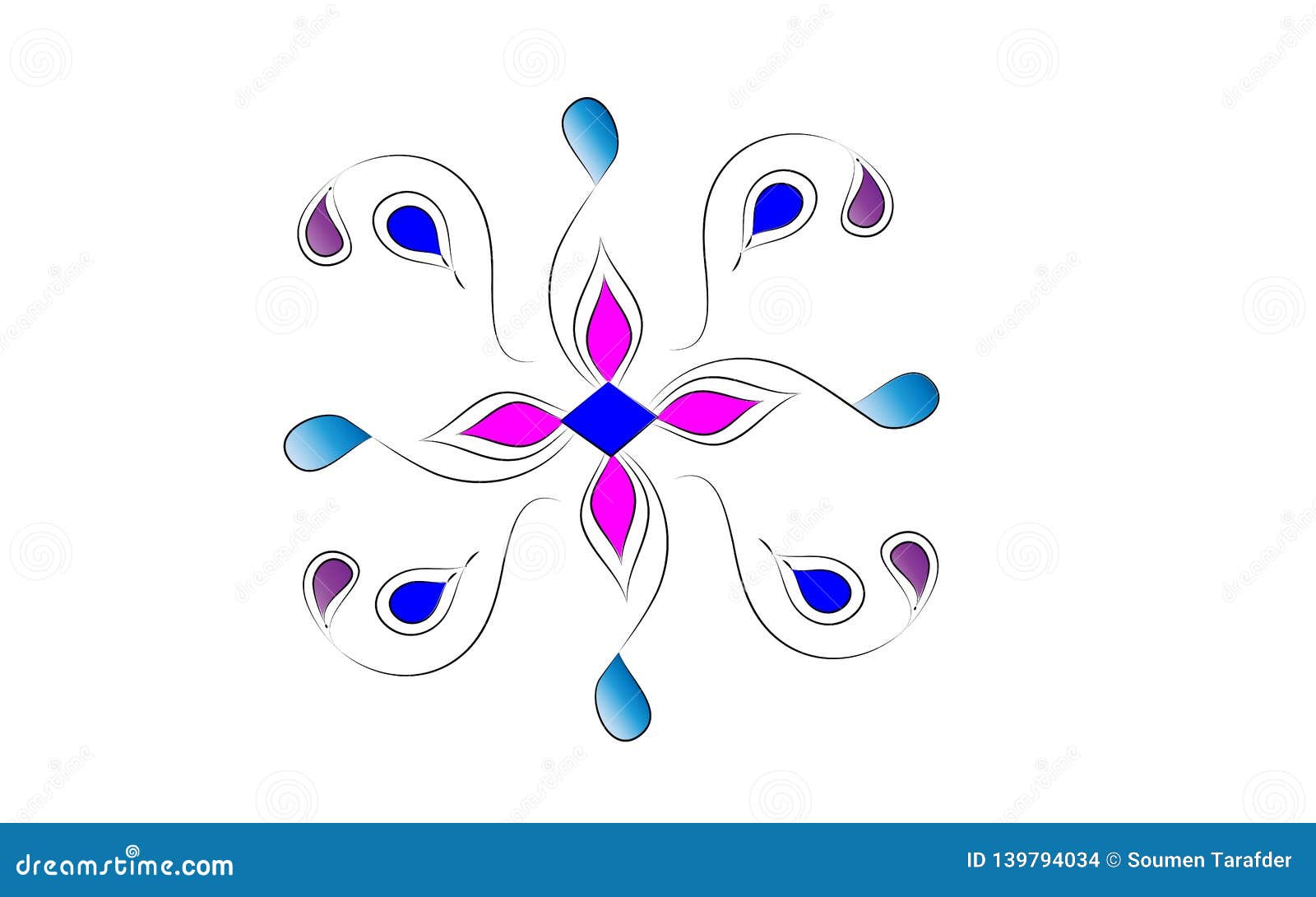 Abstract Colorful Alpona Design with White Background.vector. Stock ...