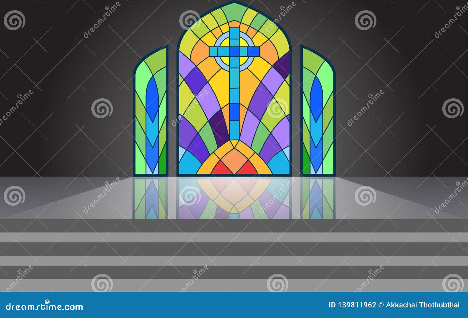 The windows in the temple stock vector. Illustration of cross - 139811962