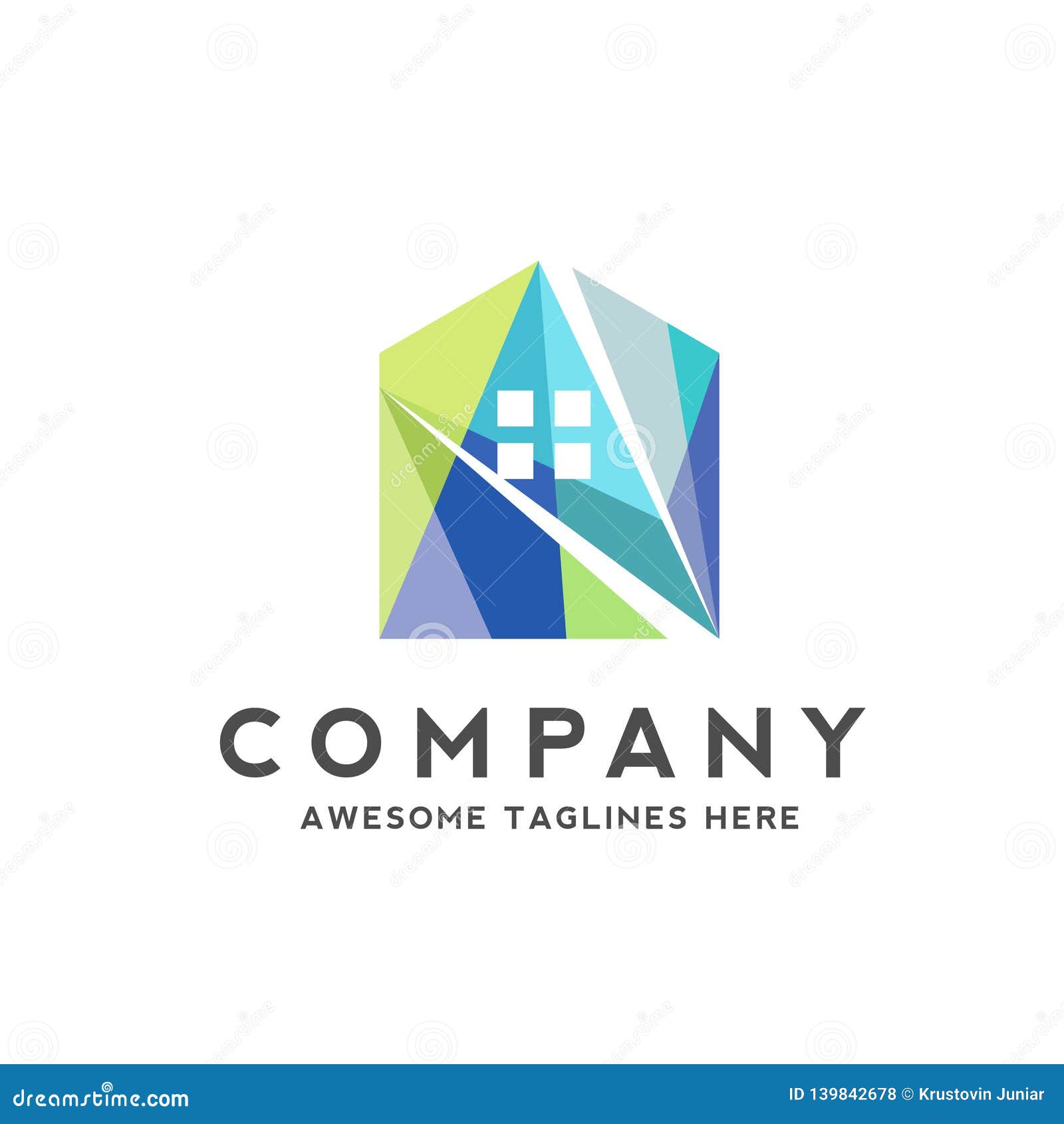 Geometric Colorful Crystal Gem and House Logo Stock Vector ...
