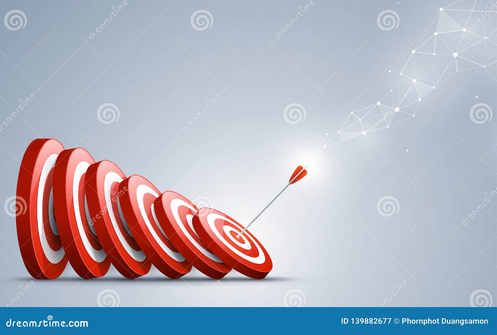 Arrow Hit a Target Like a Falling Dominoes. Vector Illustration. Stock ...