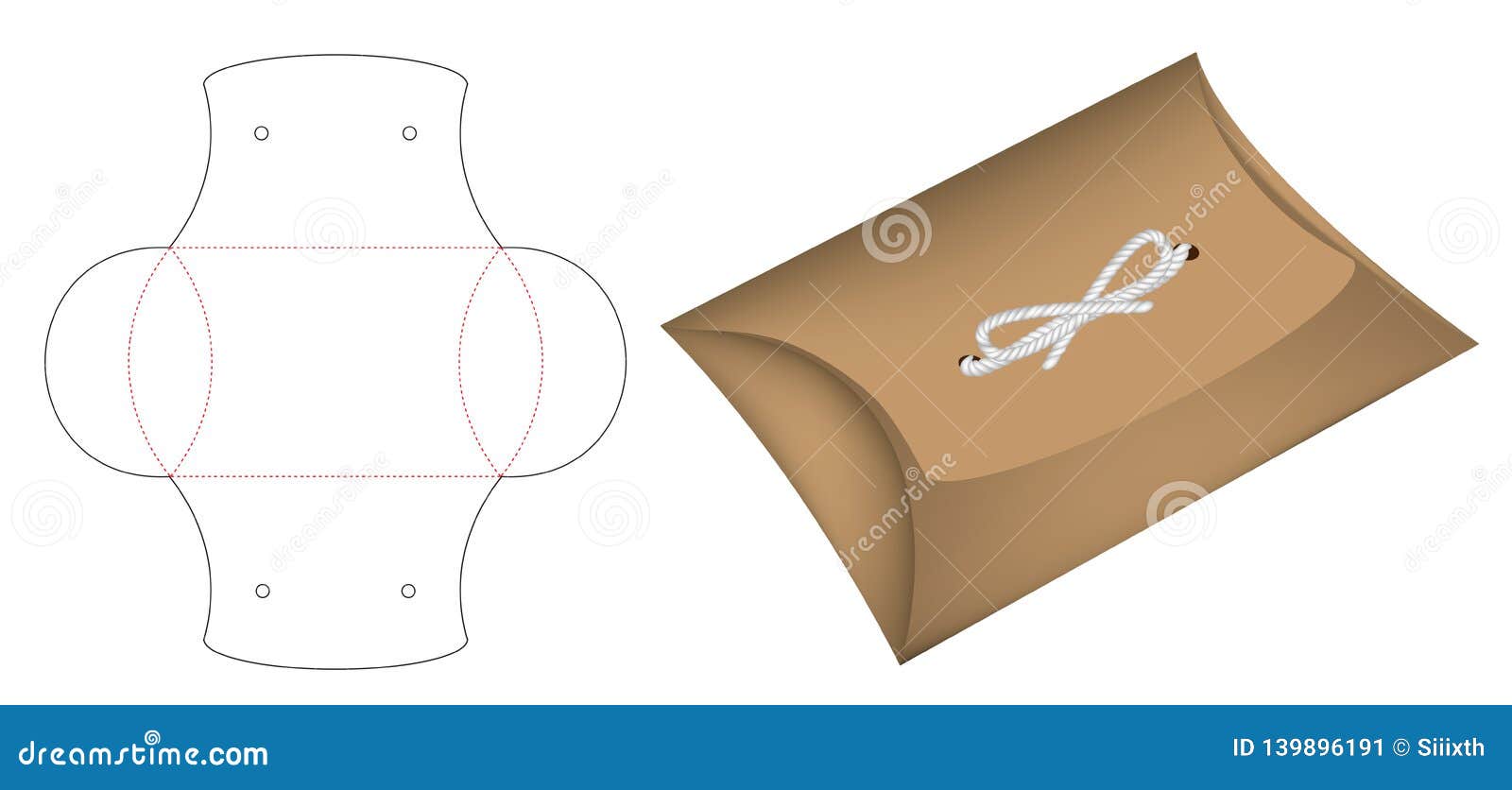 Pillow Pack Box Die-cut Template Mockup 3d Stock Vector - Illustration ...