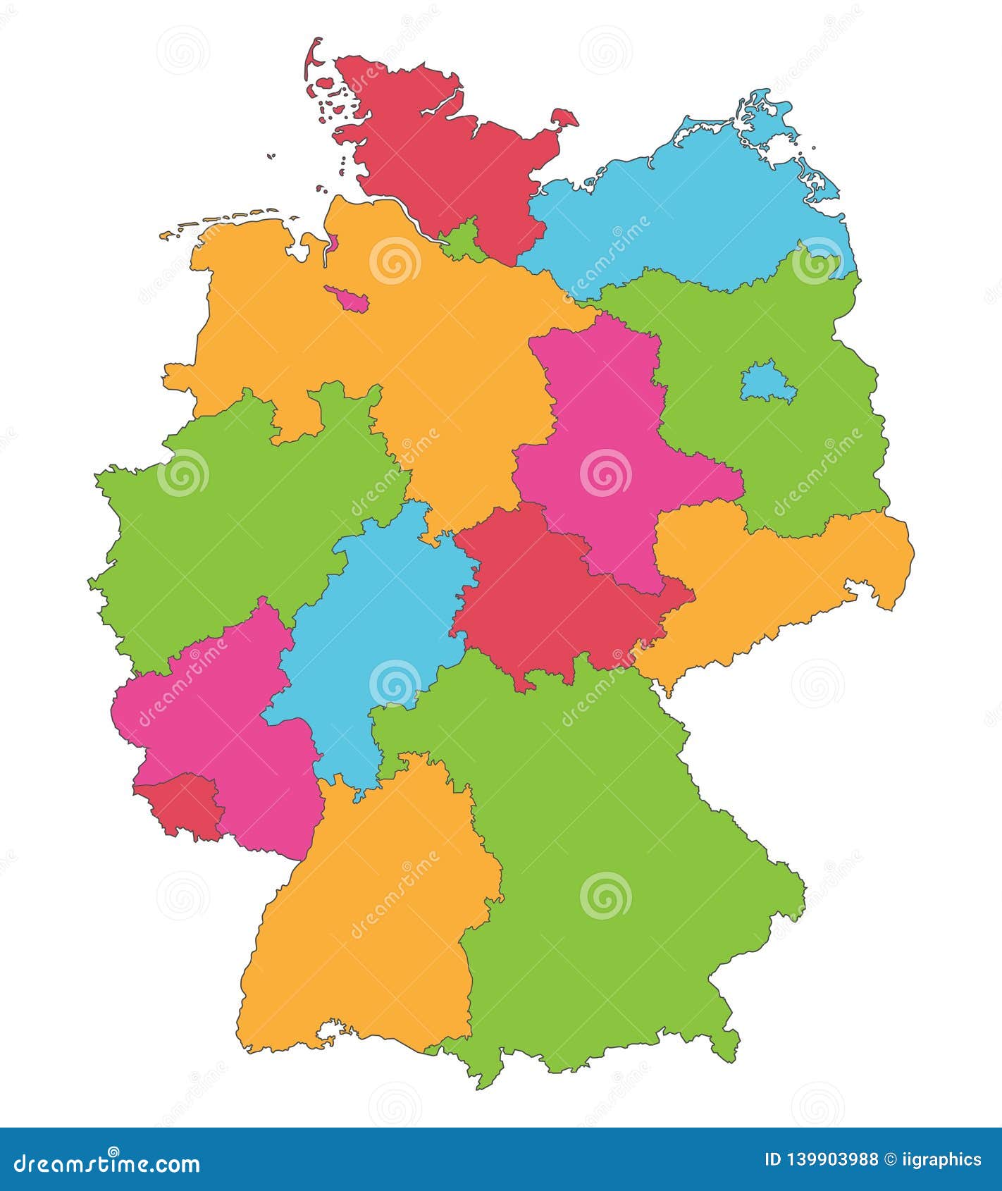 Germany - Map of Germany - High Detailed Stock Vector - Illustration of ...