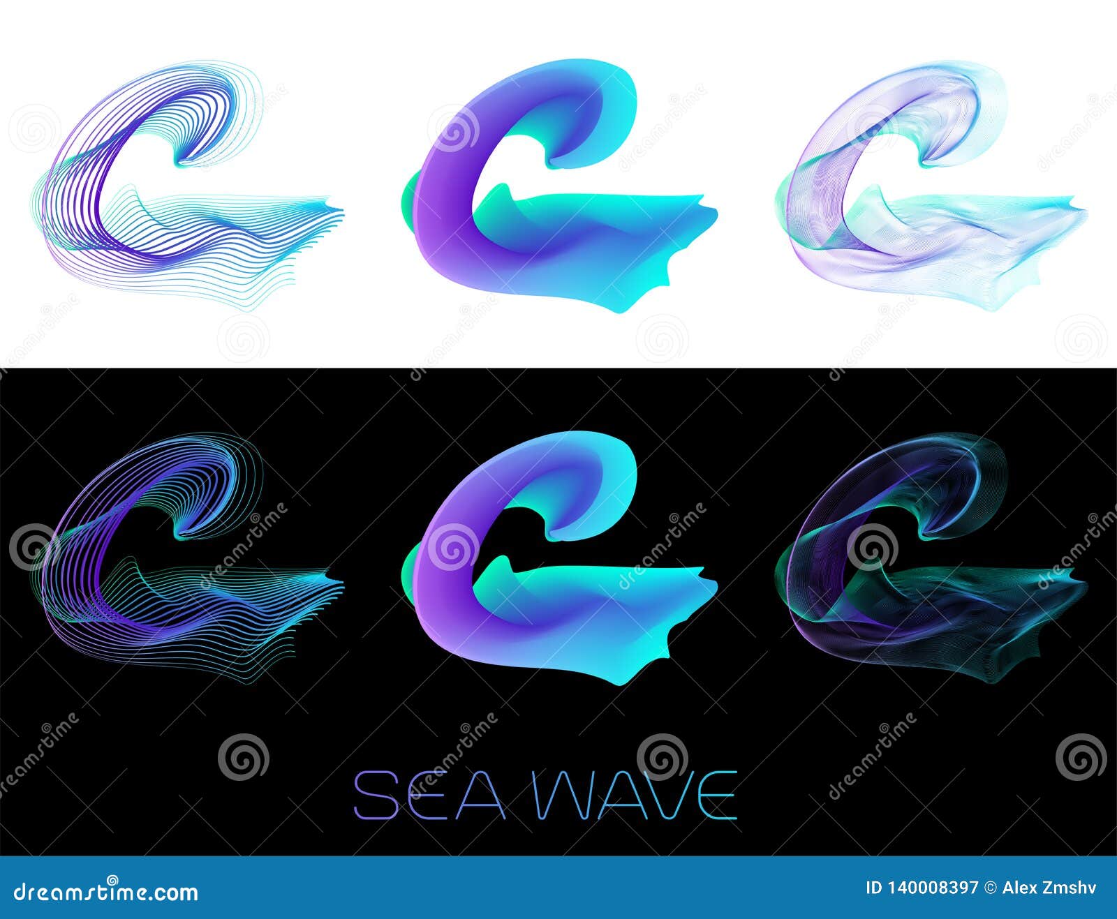 C Letter Sea Wave Vector Bright Design Logo Stock Vector - Illustration ...